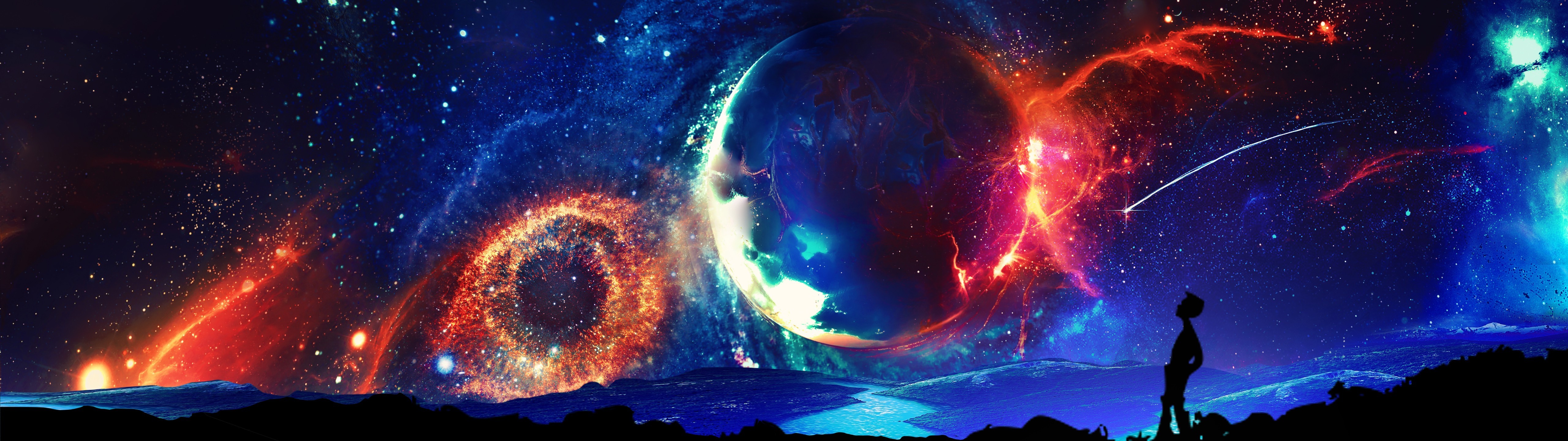 Universe Space Digital Art Dual Monitors Multiple Display Wallpapers HD Desktop And Mobile 
