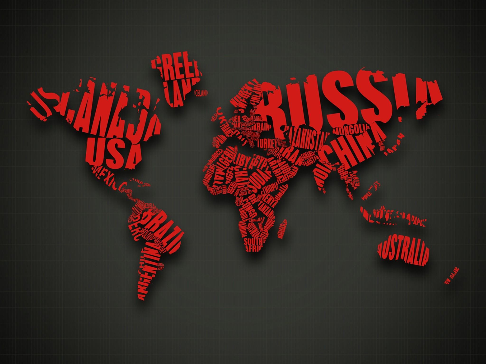 Abstract Red Text CGI Typography World Map Different World Map 