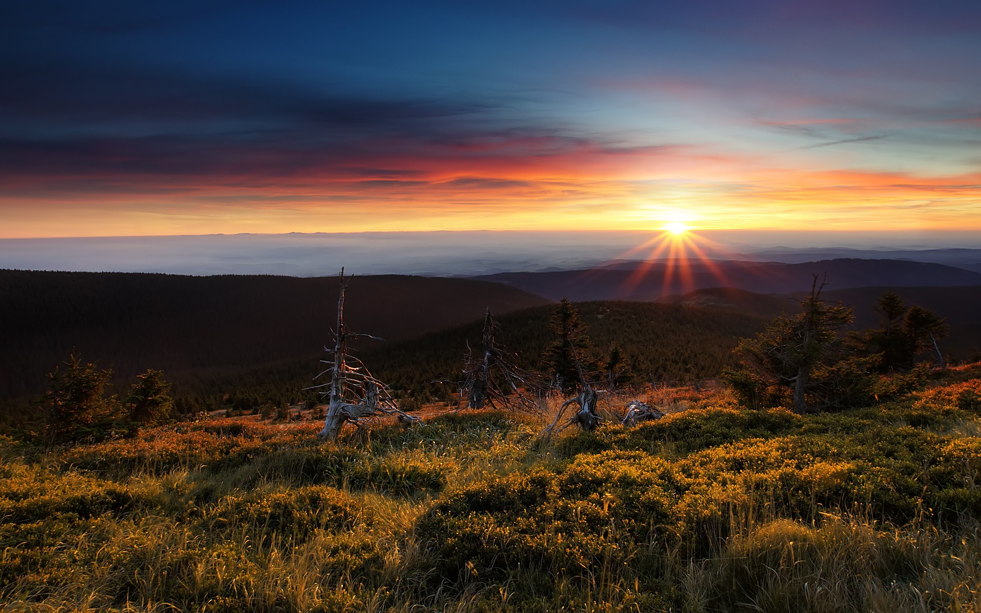 sunrise, Landscape, Hrubý Jeseník, Czech Republic Wallpapers HD ...