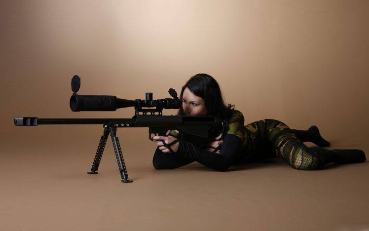 weapon, Women, Sniper Rifle, Dark Hair Wallpapers HD / Desktop and ...