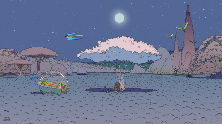 comics, Mœbius, Artwork, Trees, Night Wallpapers HD / Desktop and ...