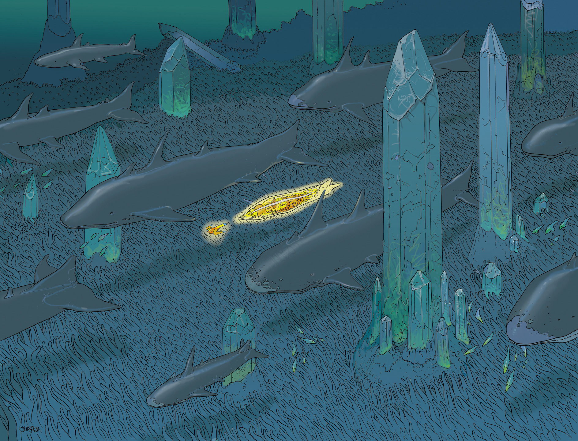 comics, Mœbius, Artwork, Sea, Fish Wallpapers HD / Desktop and Mobile ...