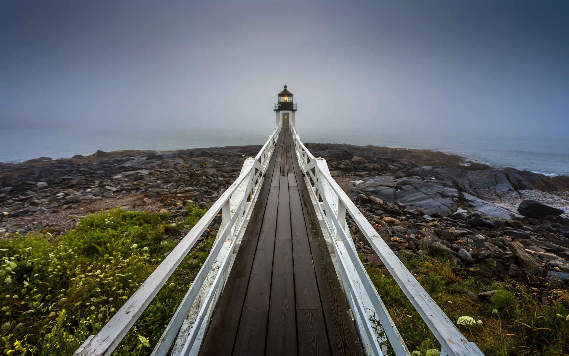 nature, Landscape, Pier, Water, Wooden Surface, Lighthouse, Mist ...