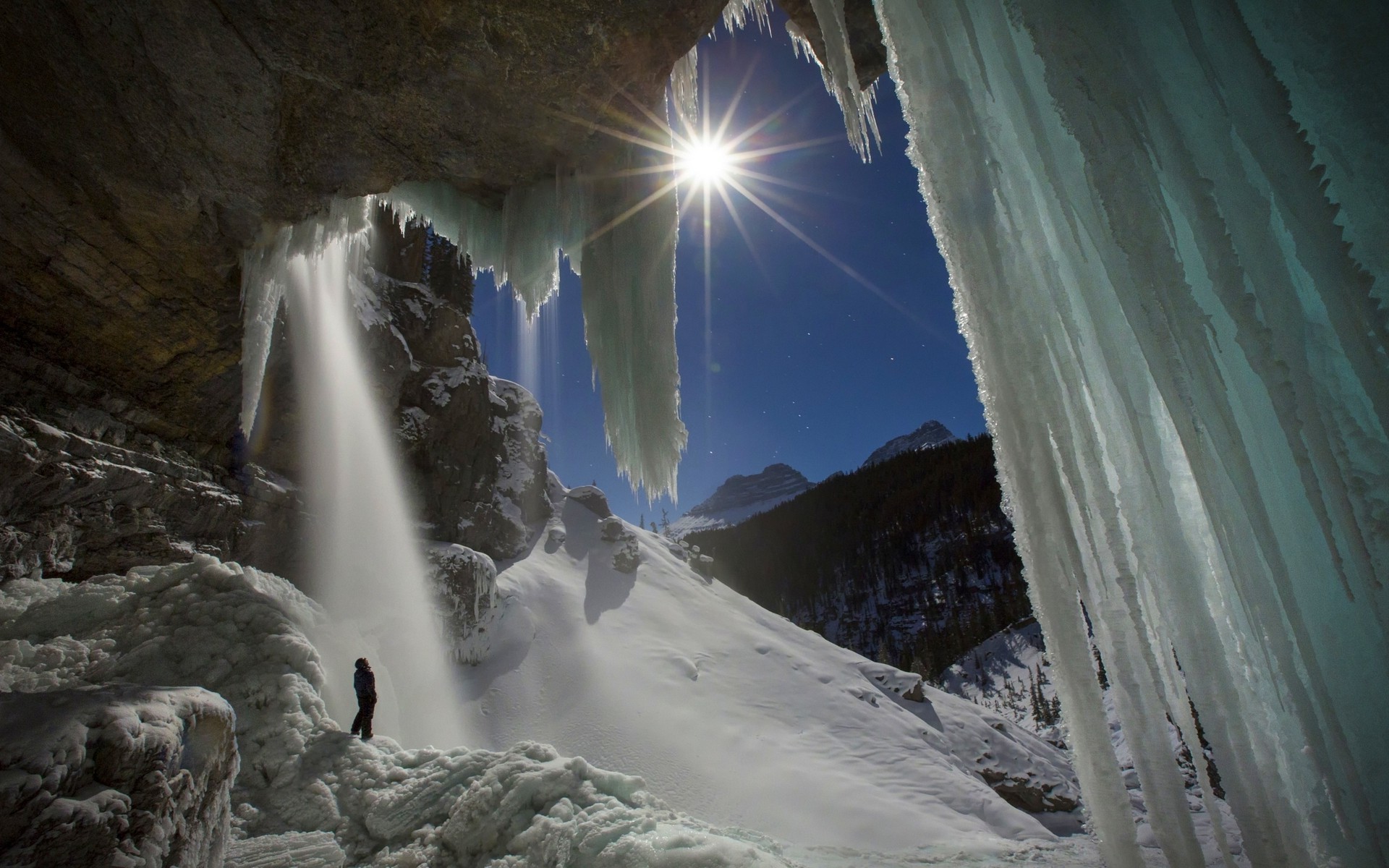 nature, Landscape, Waterfall, Moonlight, Starry Night, Banff National ...