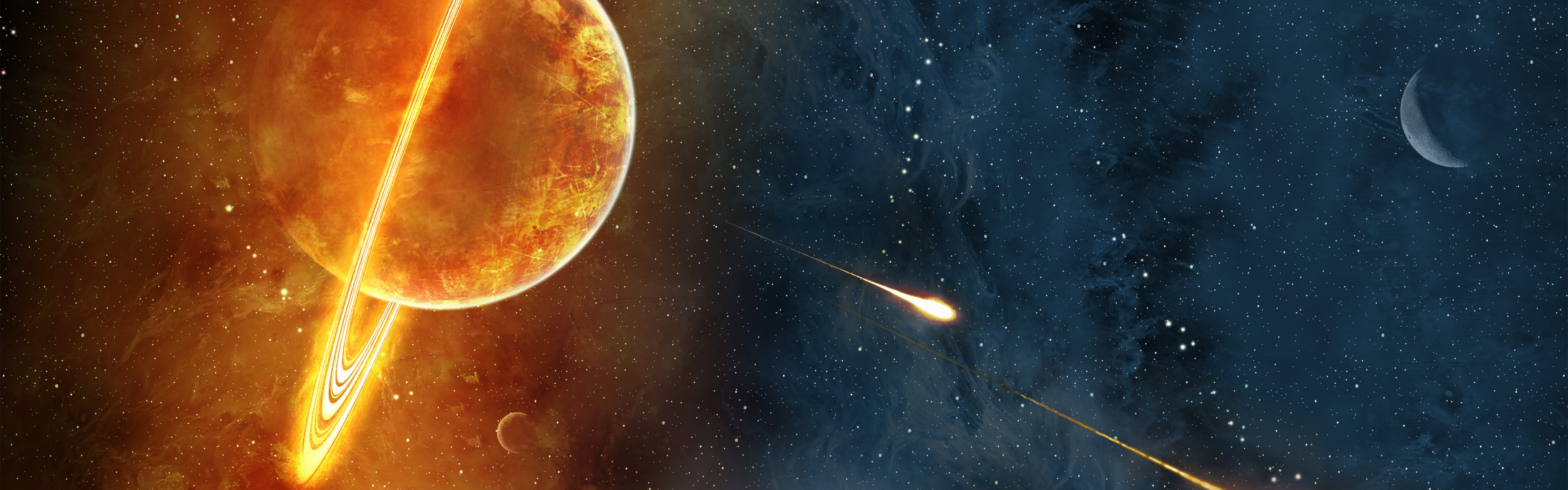 space, Space Art, Planet, Stars, Planetary Rings, Comet, Multiple ...