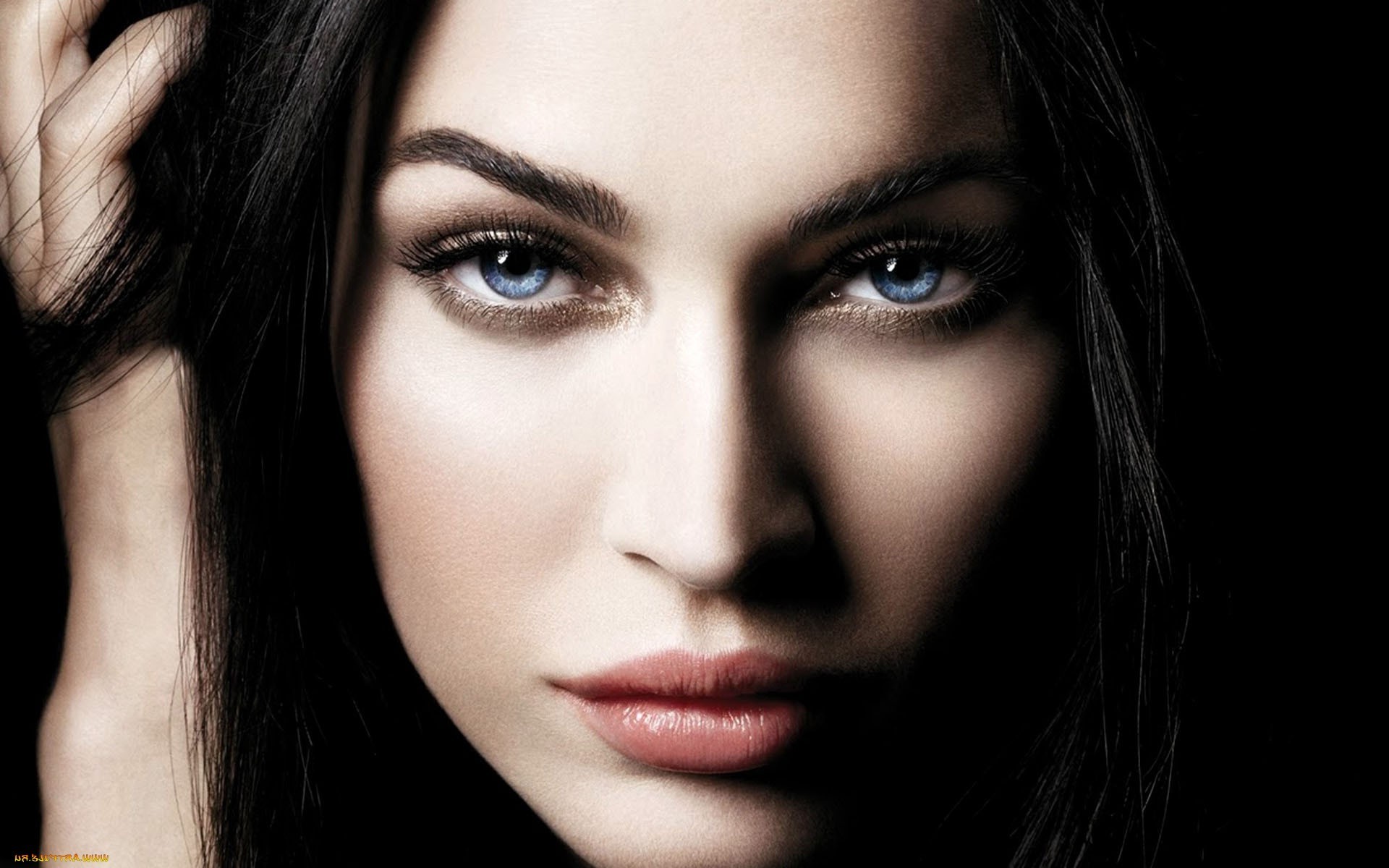 Megan Fox Women Celebrity Blue Eyes Face Closeup Wallpapers HD