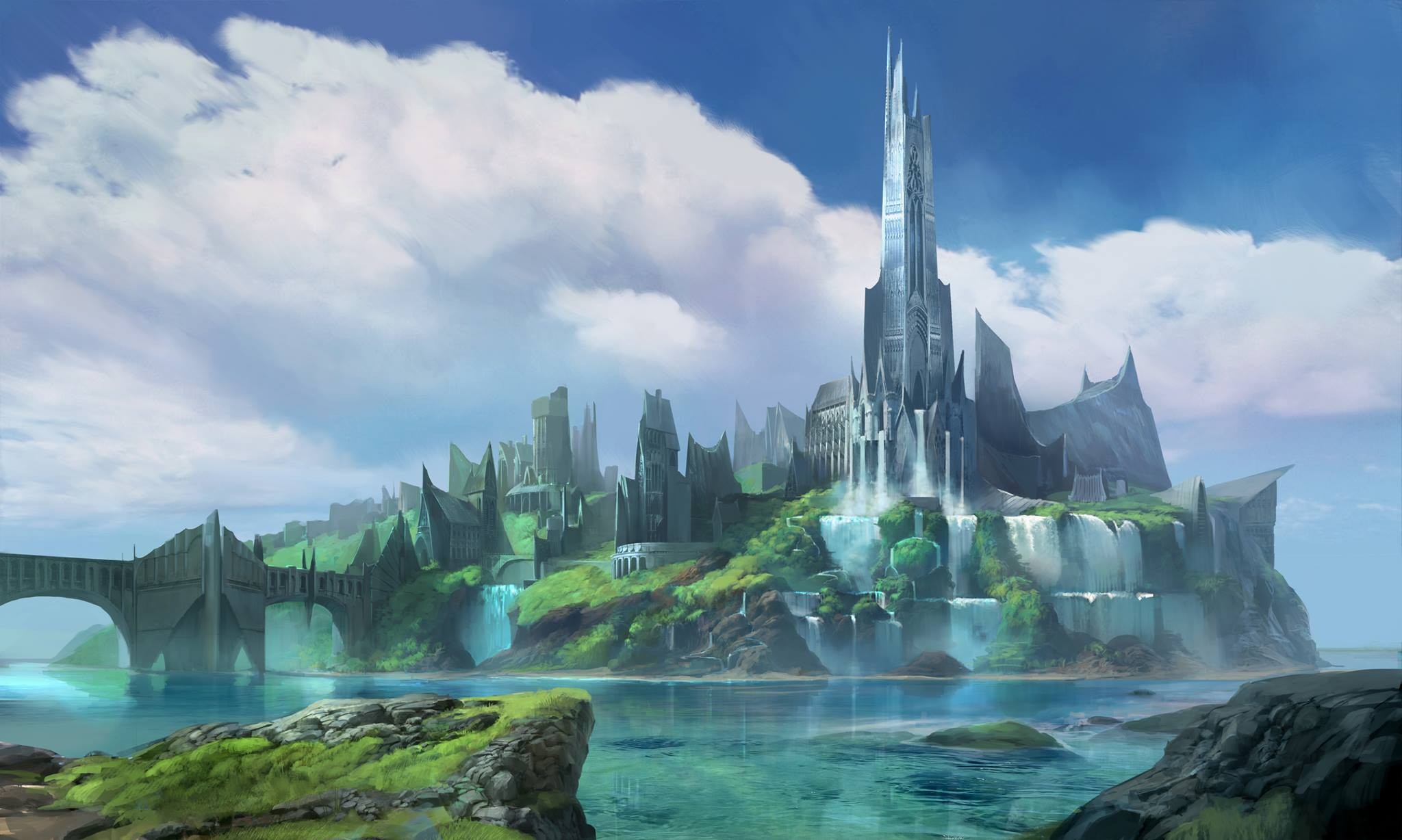 Fantasy Art Concept Art Artwork Lake Architecture Clouds Fantasy Art Concept Art Artwork Lake Architecture Clouds