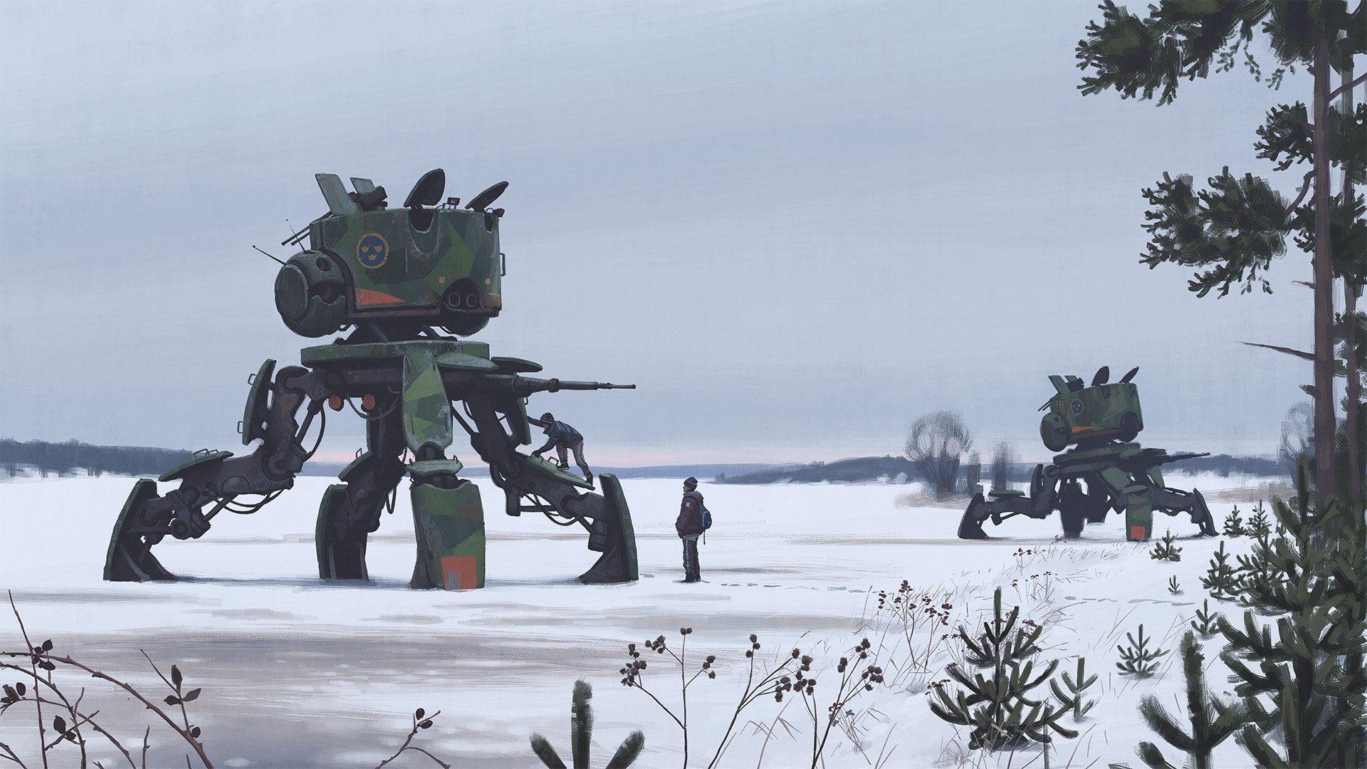 drawing, Simon Stålenhag, Futuristic, Robot, Apocalyptic Wallpapers HD ...