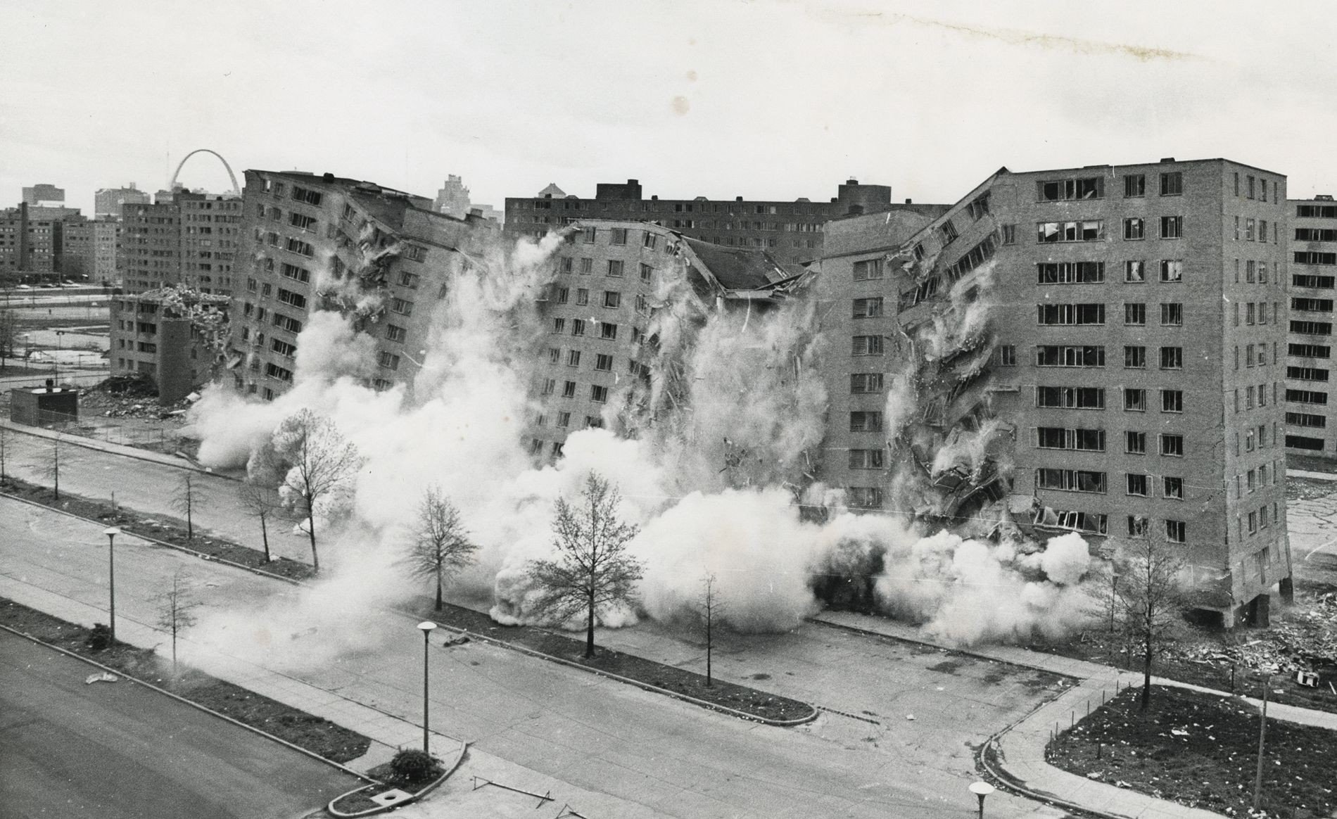 ruin, Pruitt–Igoe, Undermining, Old photos, Building, Monochrome ...