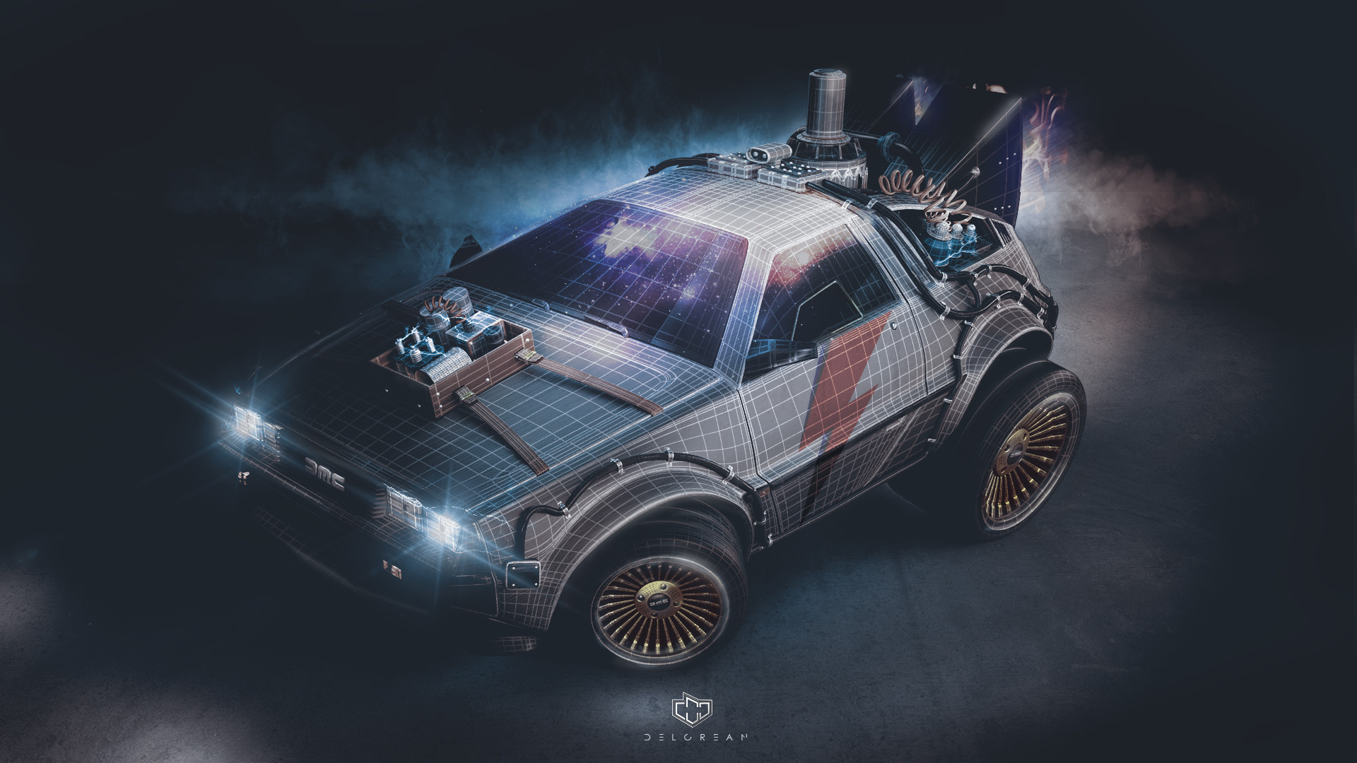 Edo Triviño, Back to the Future, Fan art, DeLorean, 3D, Smoke, Digital ...