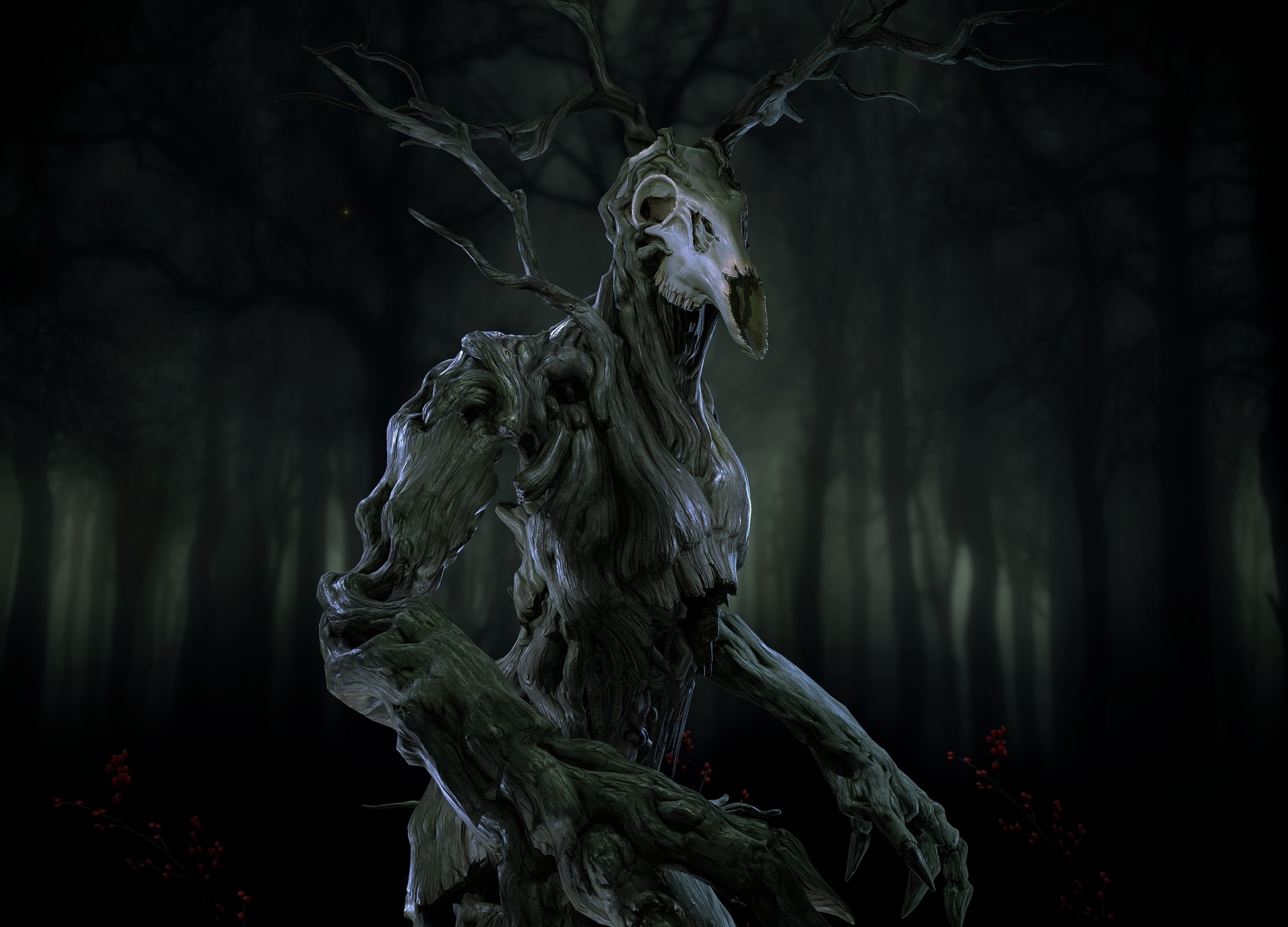 3D, Digital art, Night, Nightmare, Trees, Shadeocai I Mourn, The ...