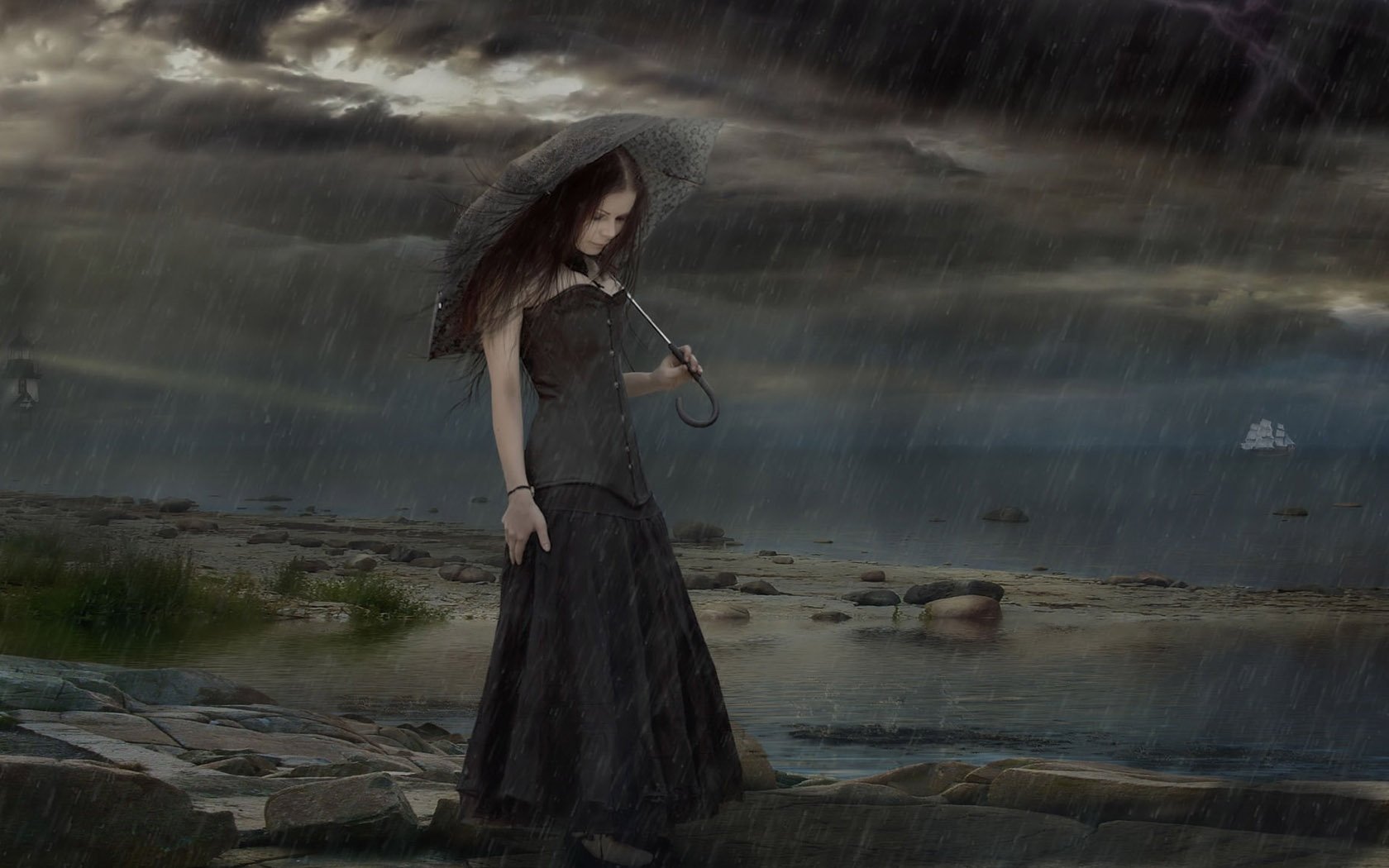 gothic, Girl, Rain Wallpapers HD / Desktop and Mobile Backgrounds