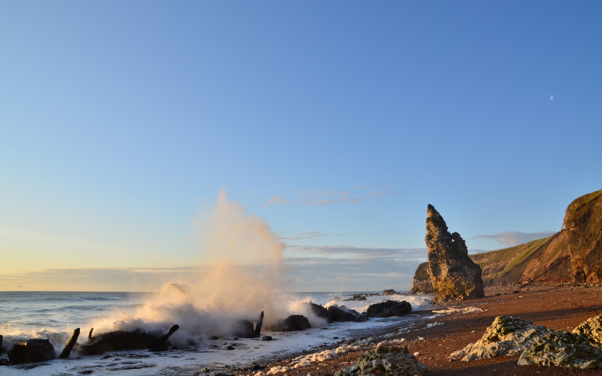 nature, Landscapes, Beaches, Shore, Coast, Waves, Ocean, Sea, Spray ...