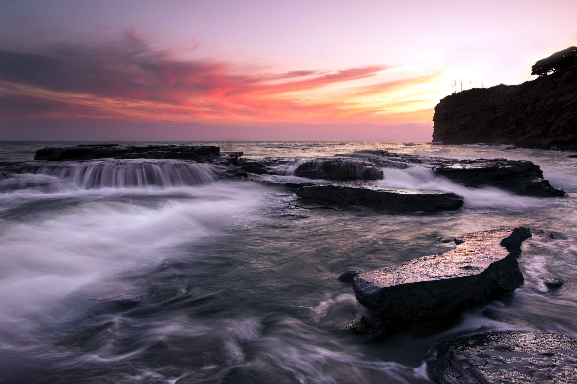 sea, Aeyaey, Cliffs, Sunset, Landscape, Ocean, Waves, Beaches, Shore ...