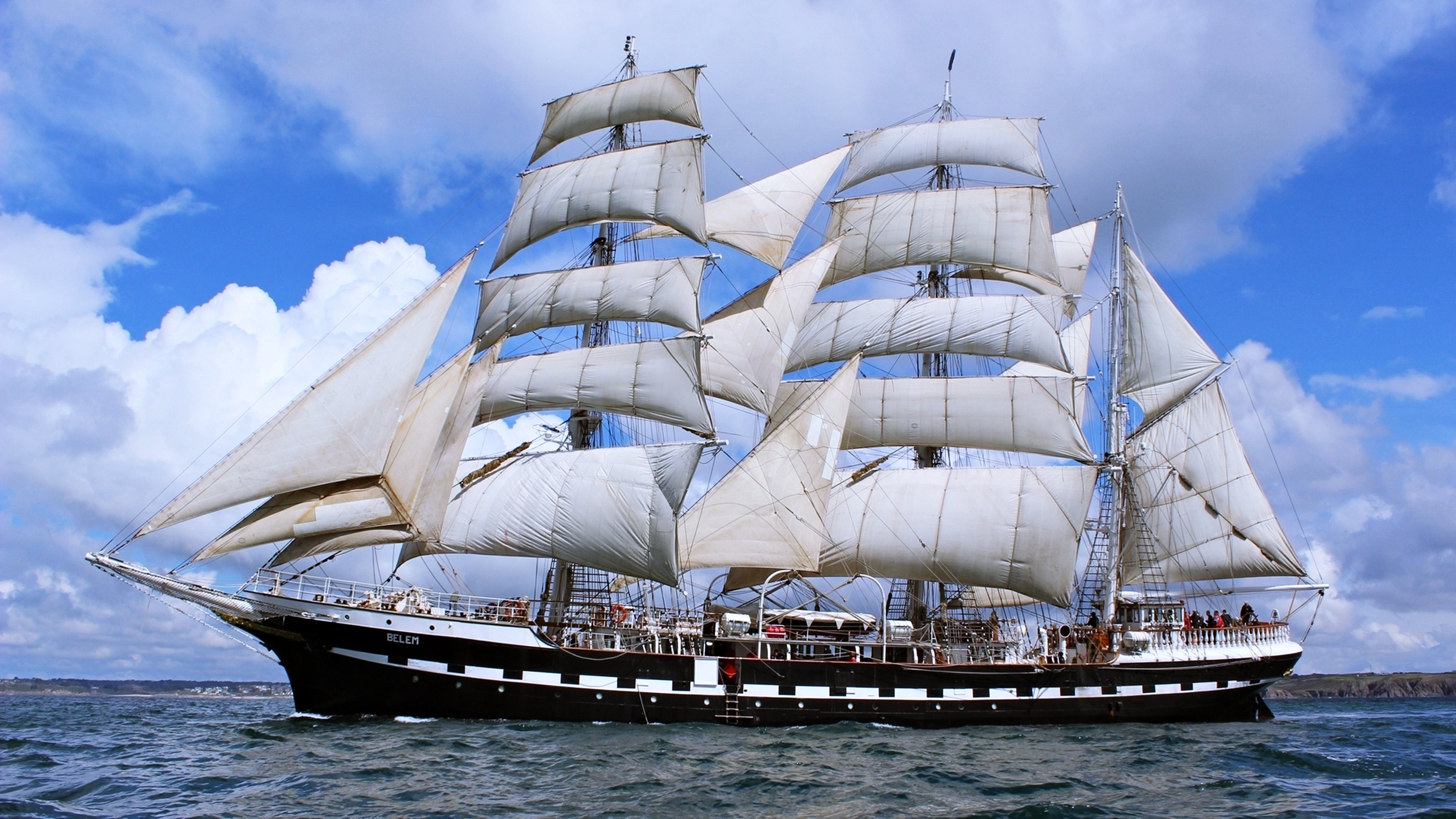 Sea Ship Boat Sky Clouds Landscapes Nature Sailing Travel