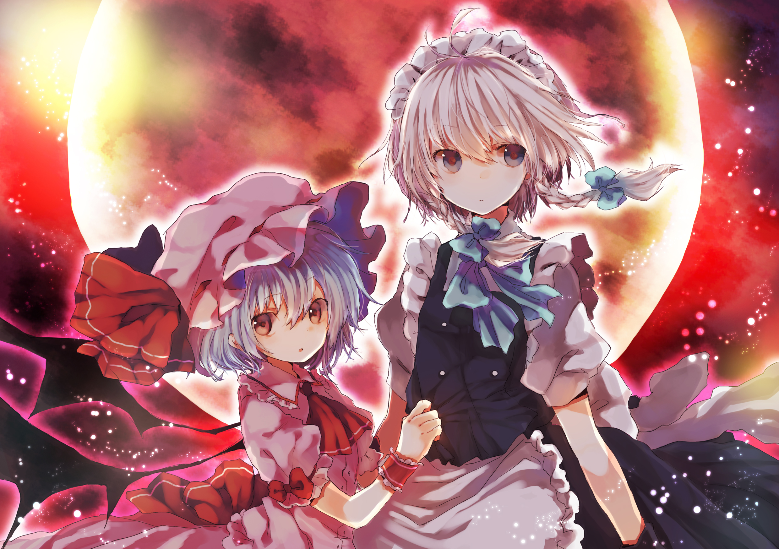girls, Braids, Dress, Hat, Izayoi, Sakuya, Maid, Miya, tsumazukanai ...