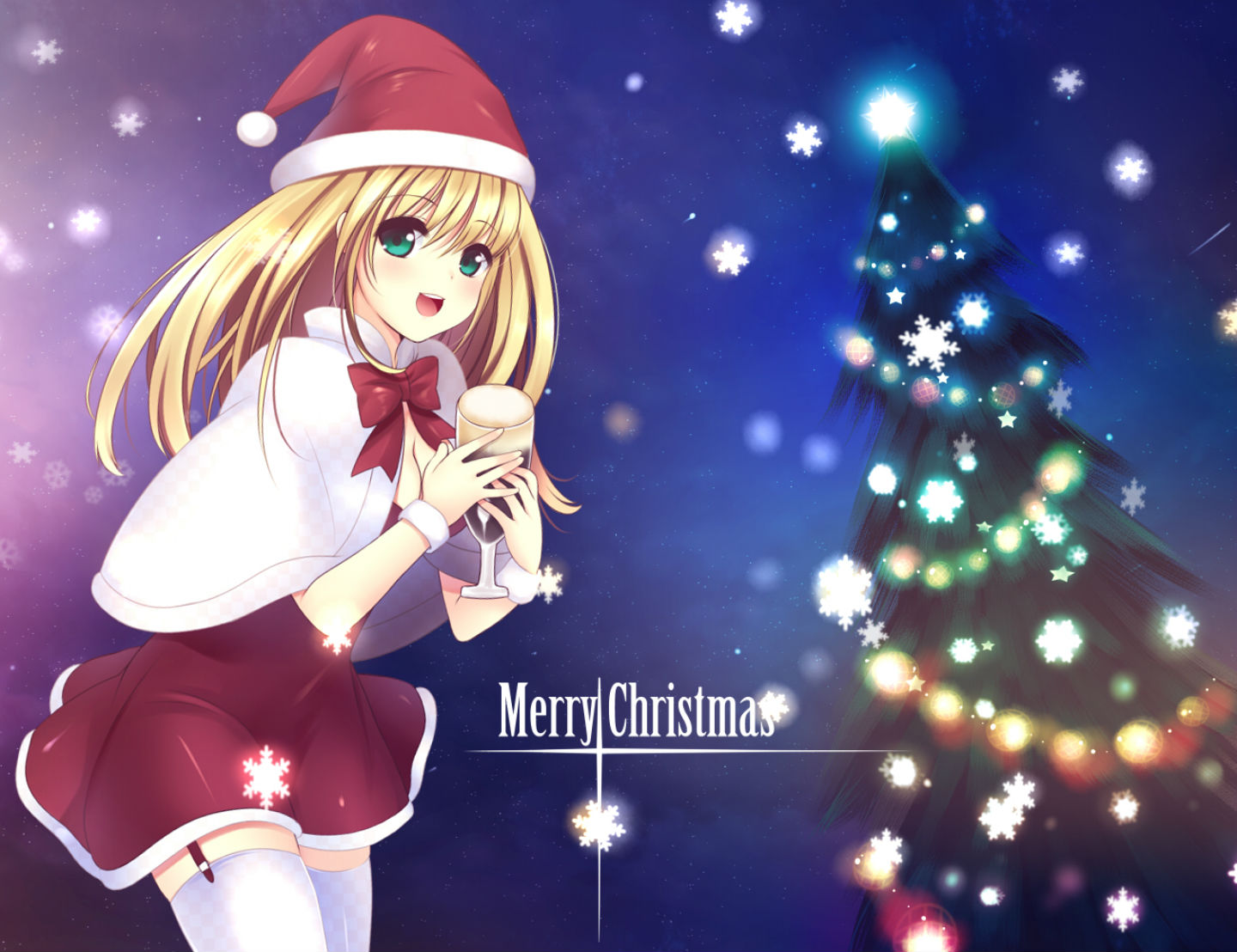 original, Ainili, Blonde, Hair, Blue, Eyes, Bow, Christmas, Long, Hair ...