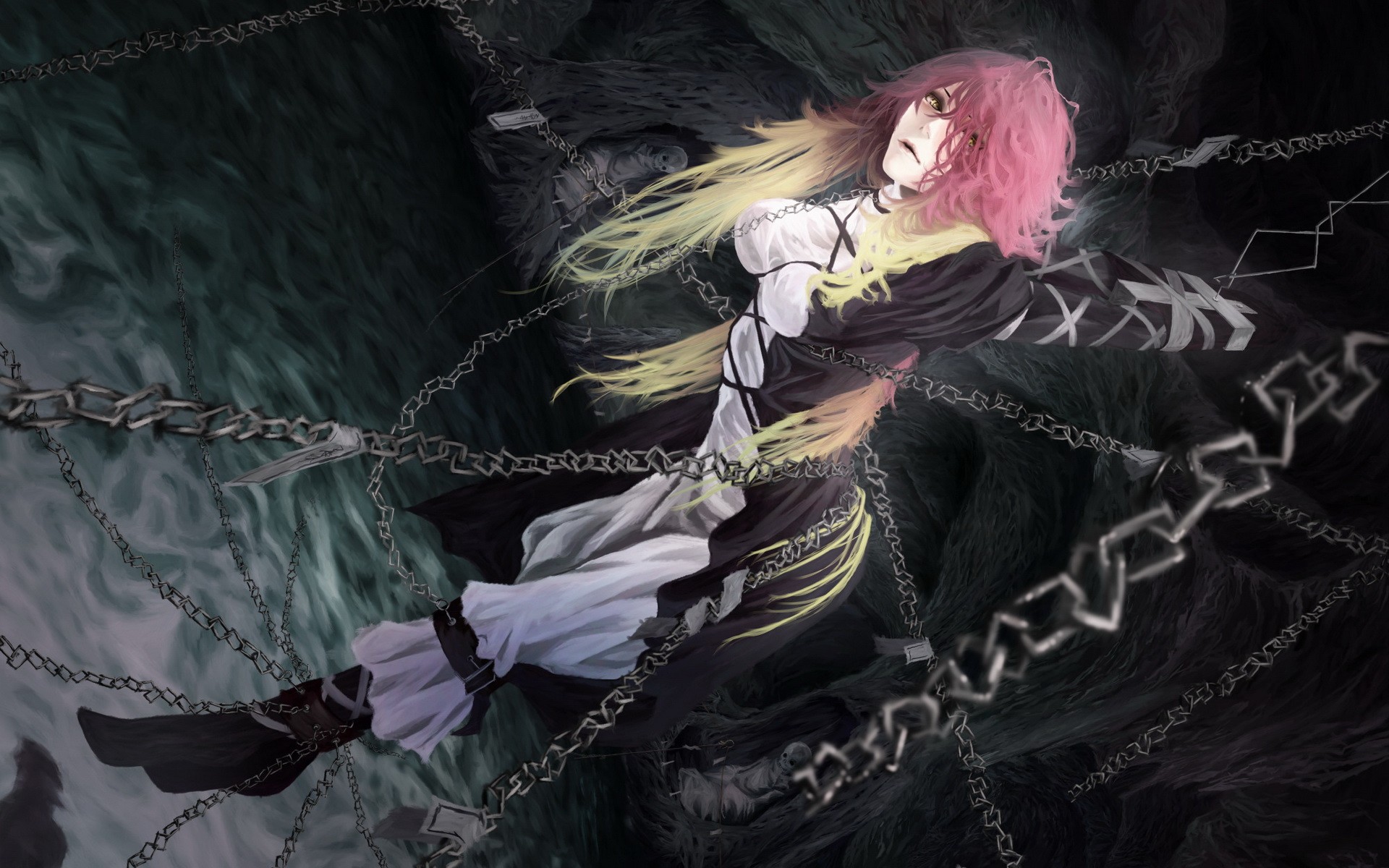 blondes, Video, Games, Touhou, Bondage, Long, Hair, Pink, Hair, Chains ...