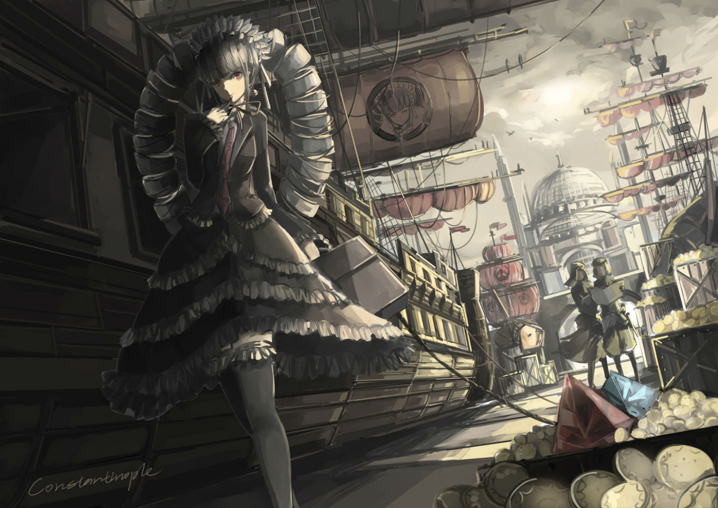 dangan, Ronpa, Building, Celestia, Rudenberk, Dangan ronpa, Dress, Gray, Hair, Long, Hair ...