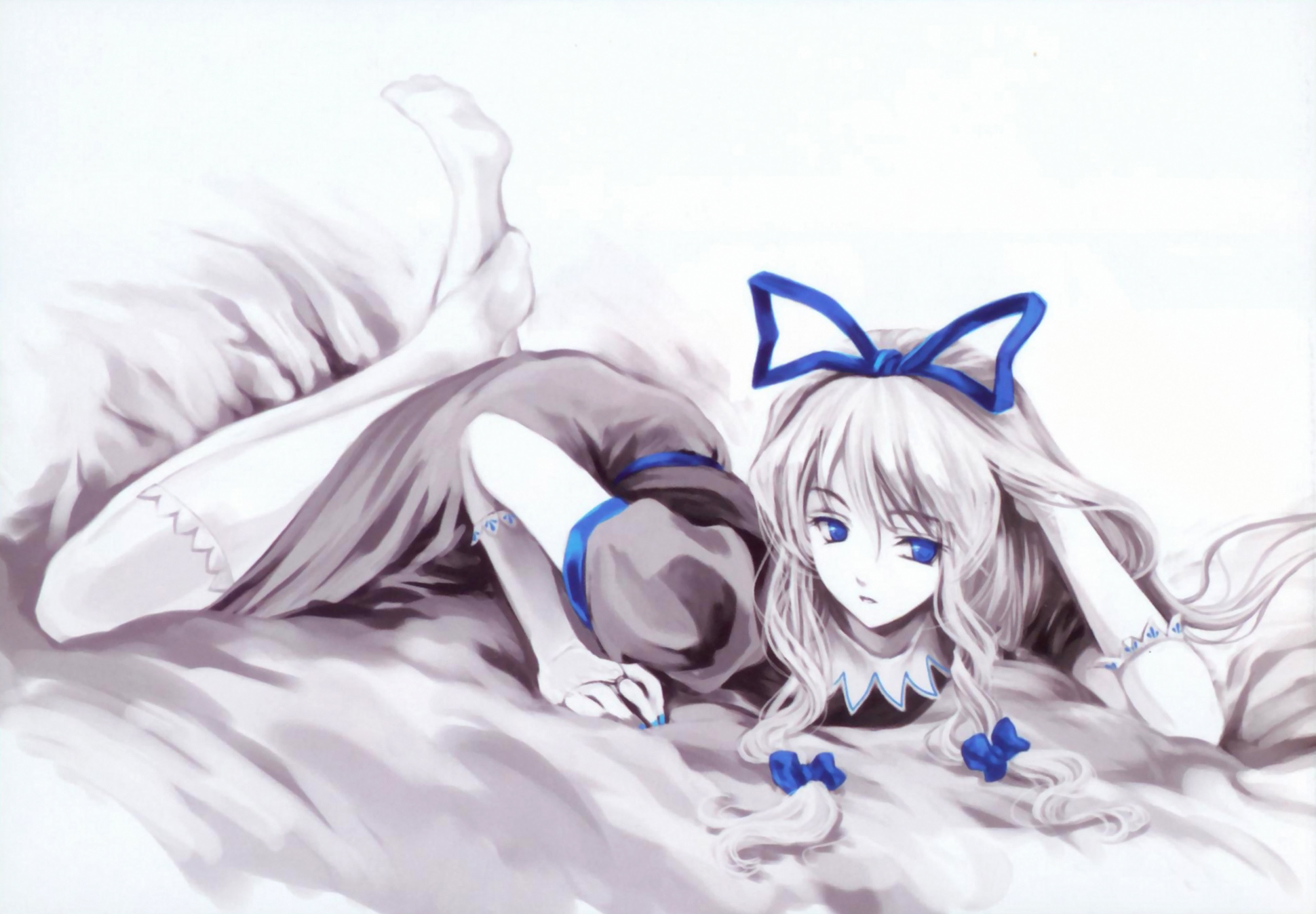 blue, Touhou, Dress, Blue, Eyes, Ribbons, Yakumo, Yukari, Anime ...