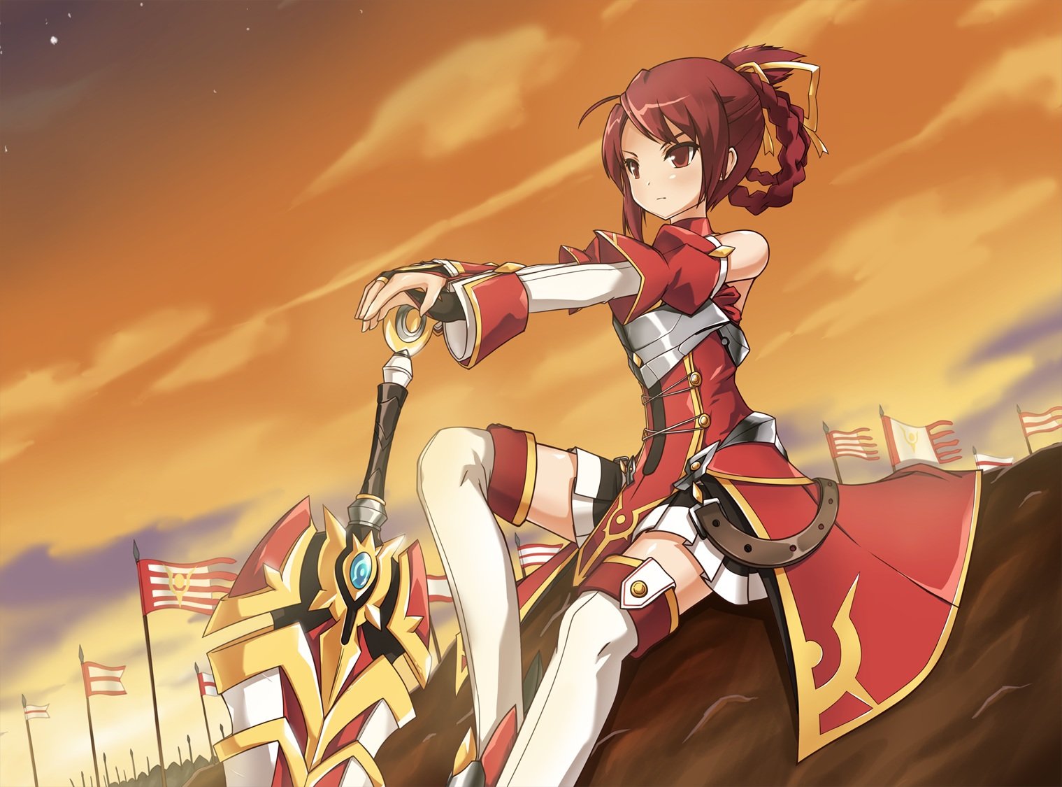 armor, Braids, Elesis, elsword , Elsword, Red, Eyes, Red, Hair ...