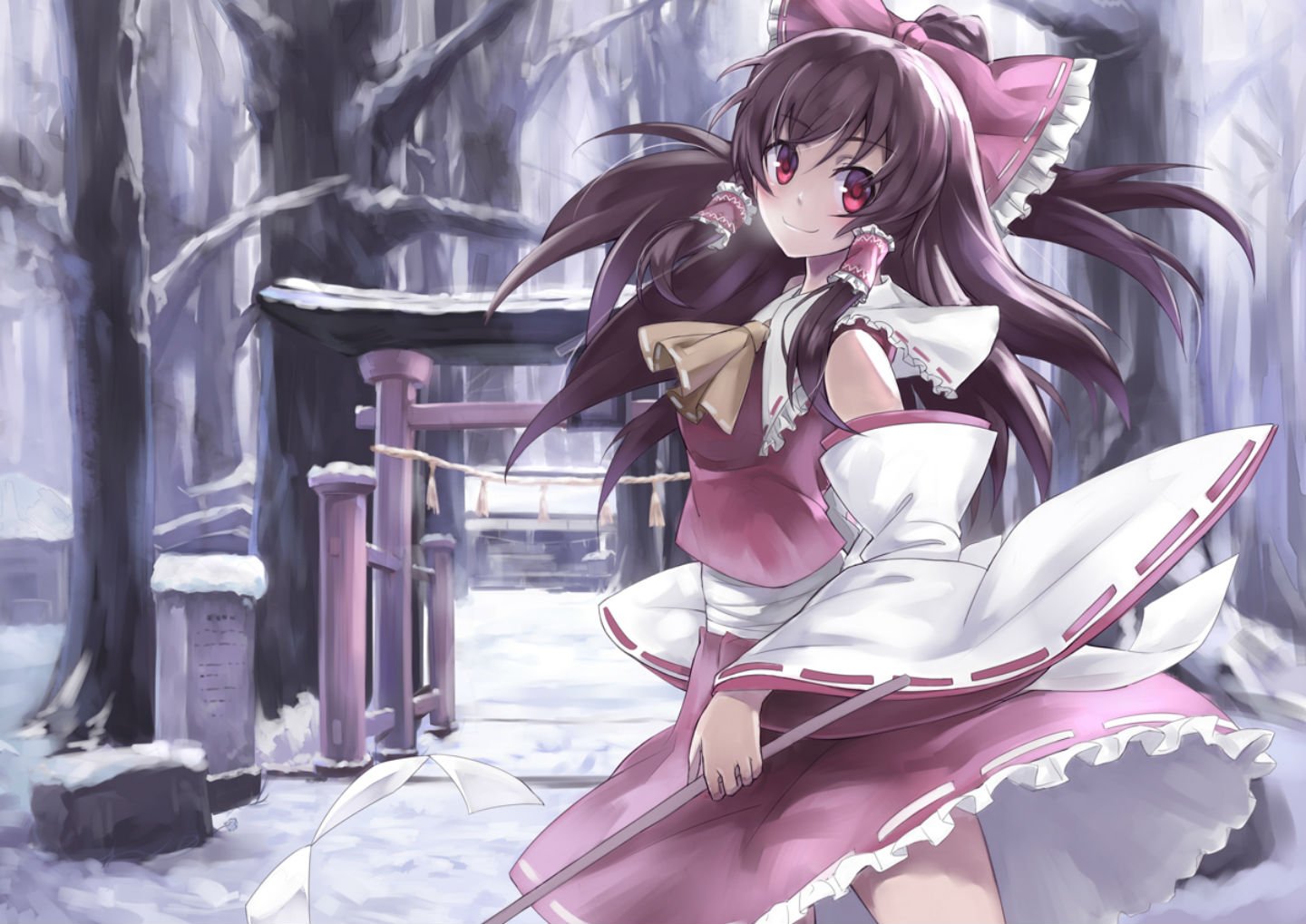 bow, Brown, Hair, Hakurei, Reimu, Japanese, Clothes, Kamisa, Long, Hair ...