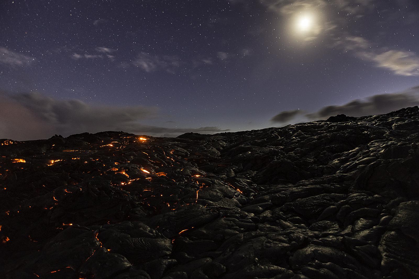 stone, Night, Moonlight, Stars, Lava, Volcano Wallpapers HD / Desktop ...