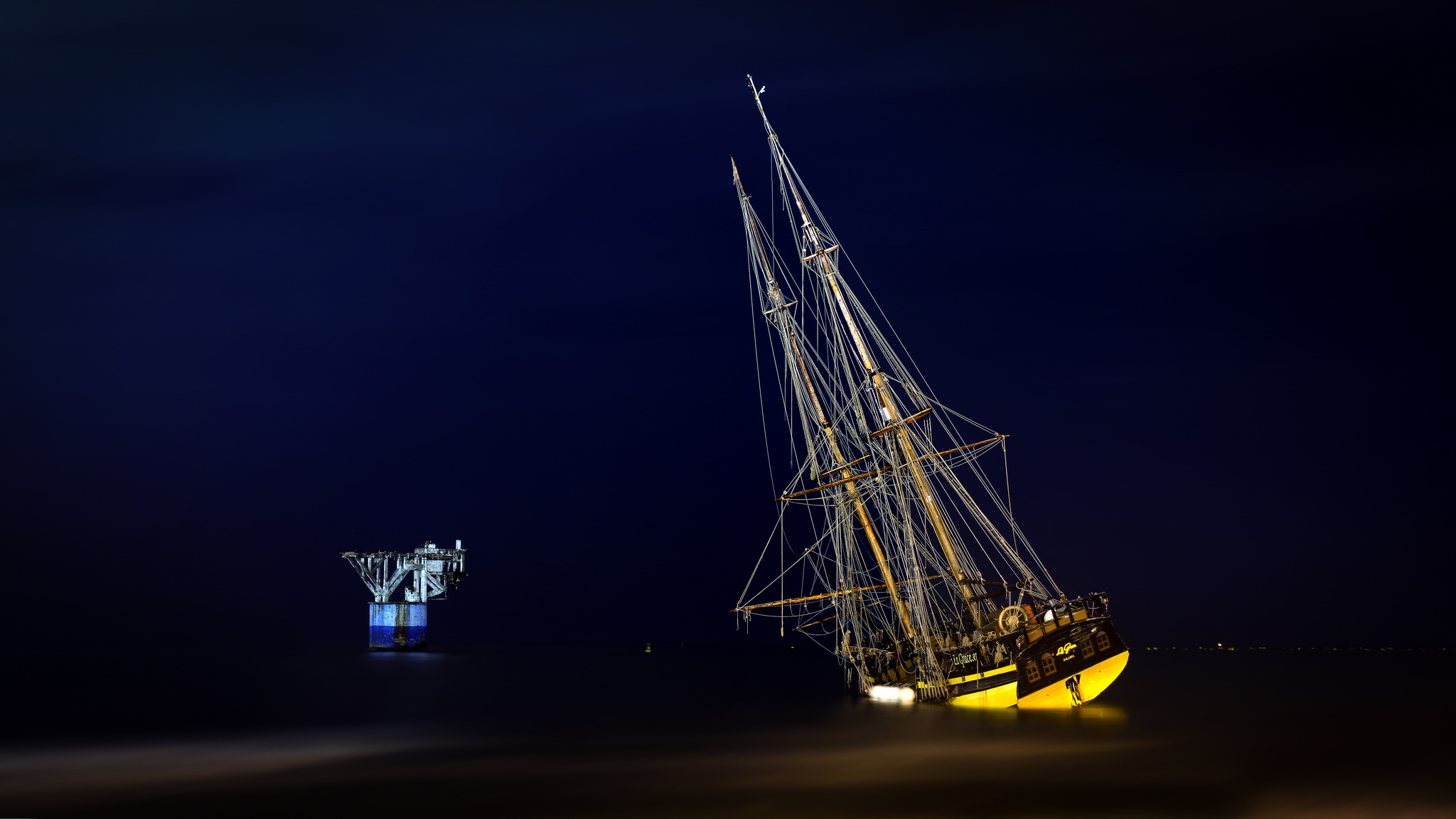 sea, Aeyaey, Ship, Night, Landscape Wallpapers HD / Desktop and Mobile ...