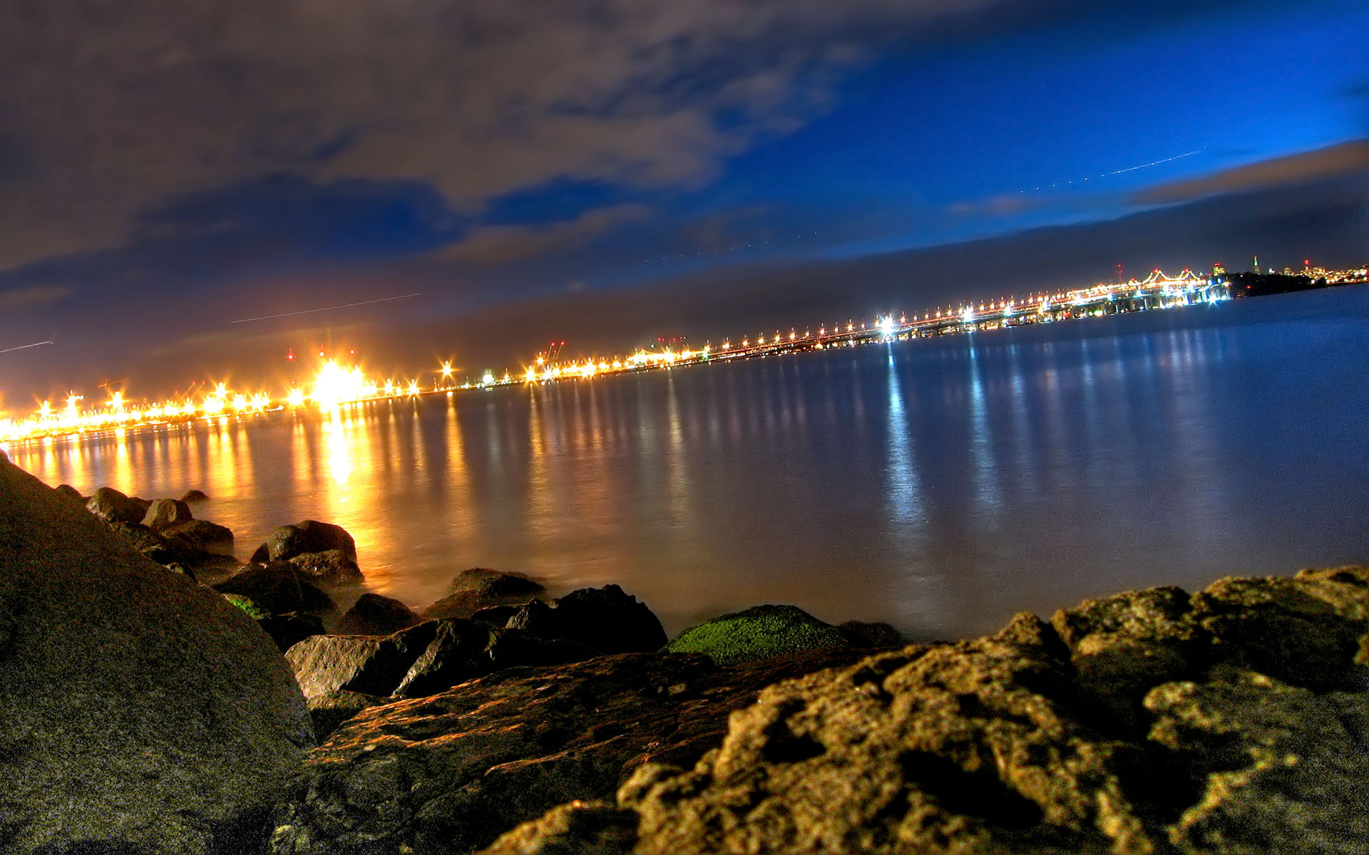 water, Landscapes, Sea, Night, Lights Wallpapers HD / Desktop and ...