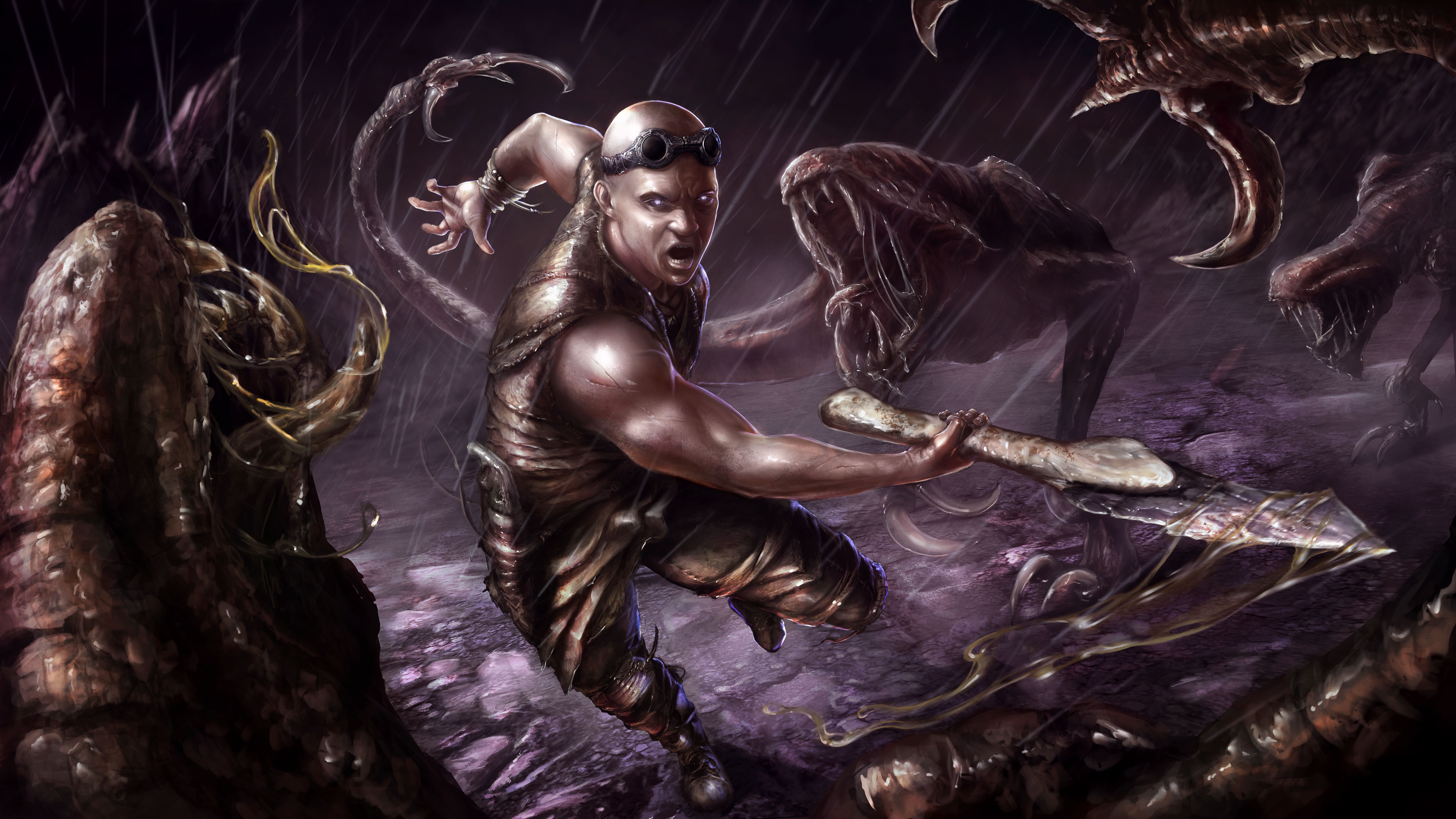 chronicles, Of, Riddick, Vin, Diesel, Warrior, Men, Battle, Monster ...