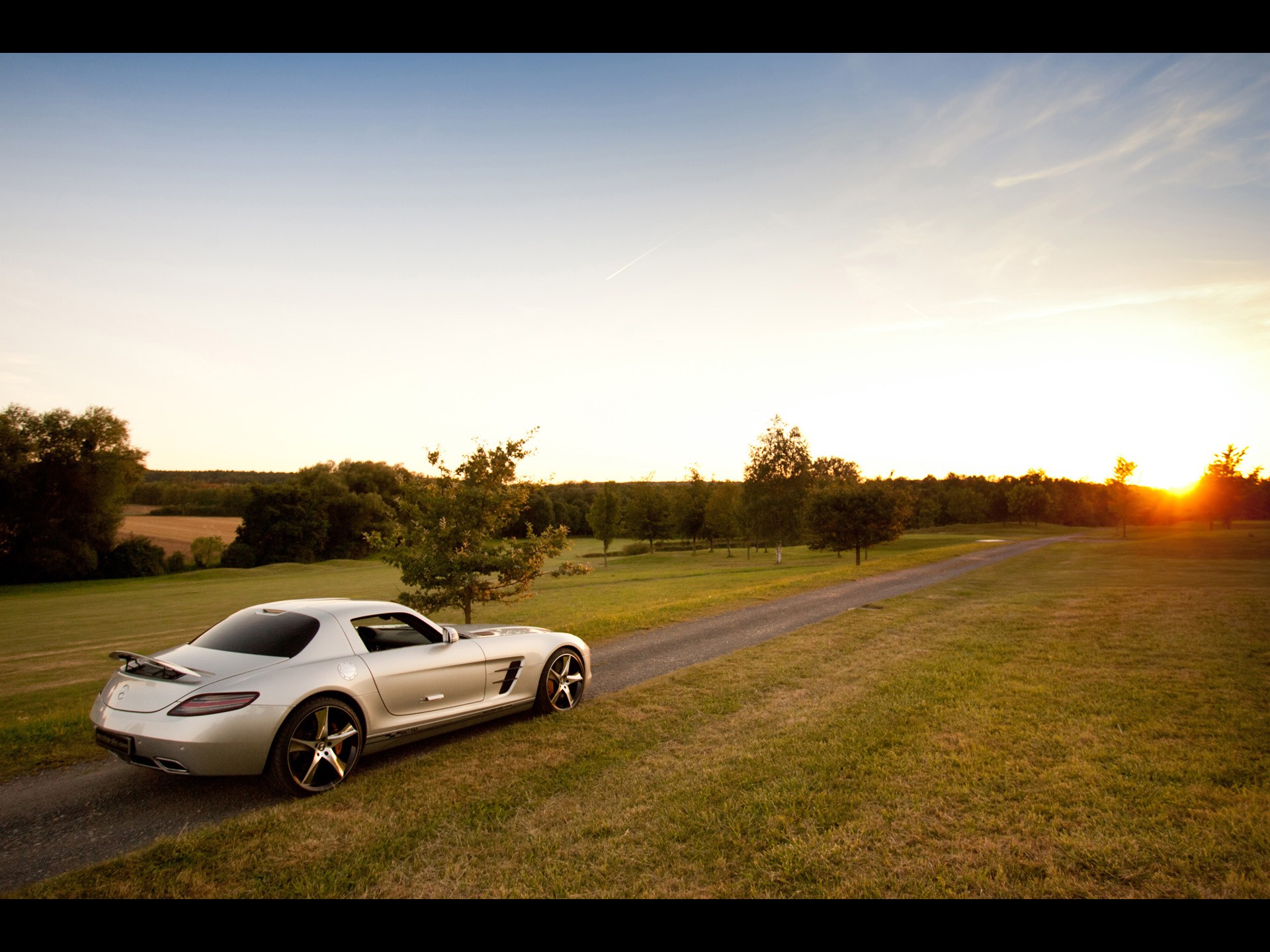 sunset, Amg, Static, Mercedes, Benz, Mercedes, Benz, Sls Wallpapers HD ...