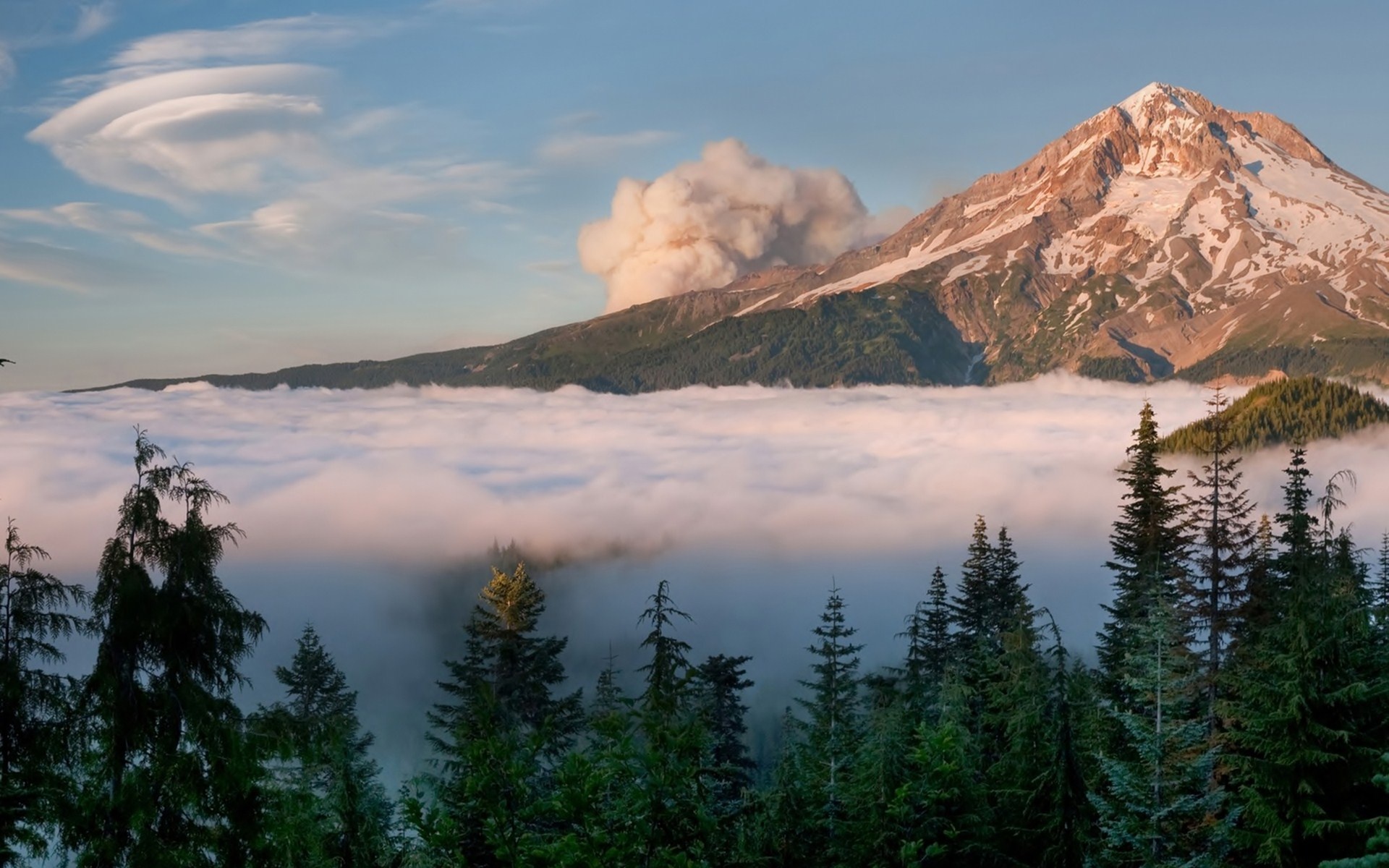 mountain, Clouds, Forest, Volcano Wallpapers HD / Desktop and Mobile ...