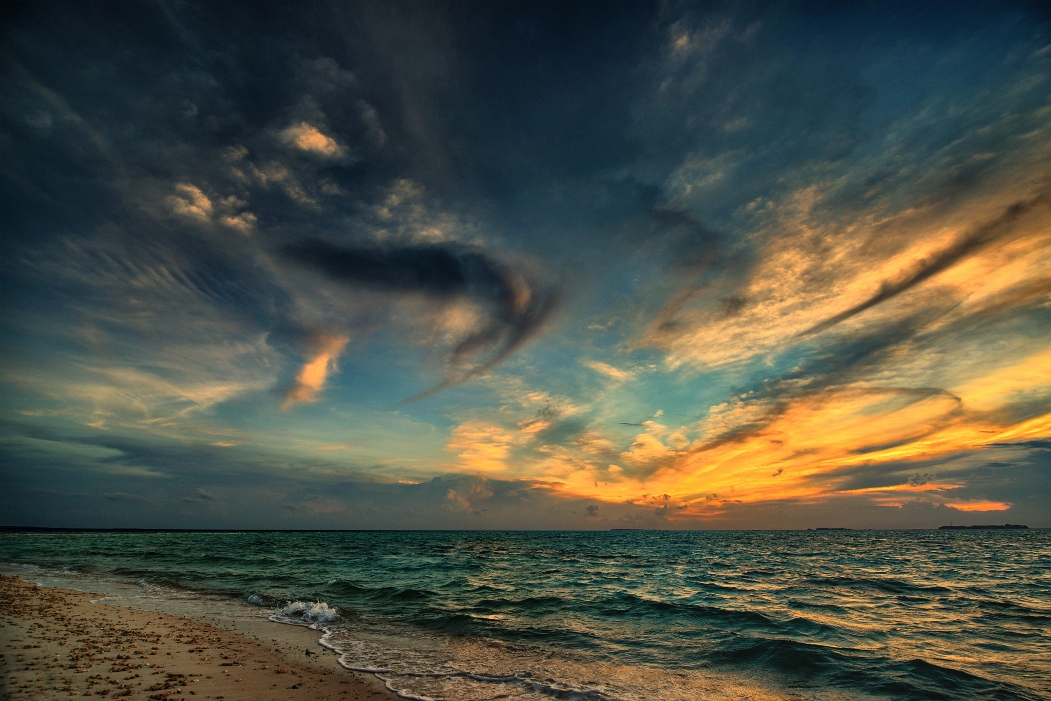 sunset, Beach, Sea, Evening, Clouds Wallpapers HD / Desktop and Mobile ...