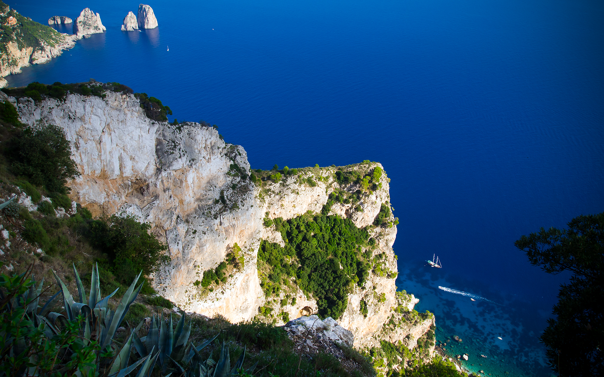 mount, Solaro, Capri, Italy, Cliff, Trees, Rock, Scenic, View, Vehicles ...