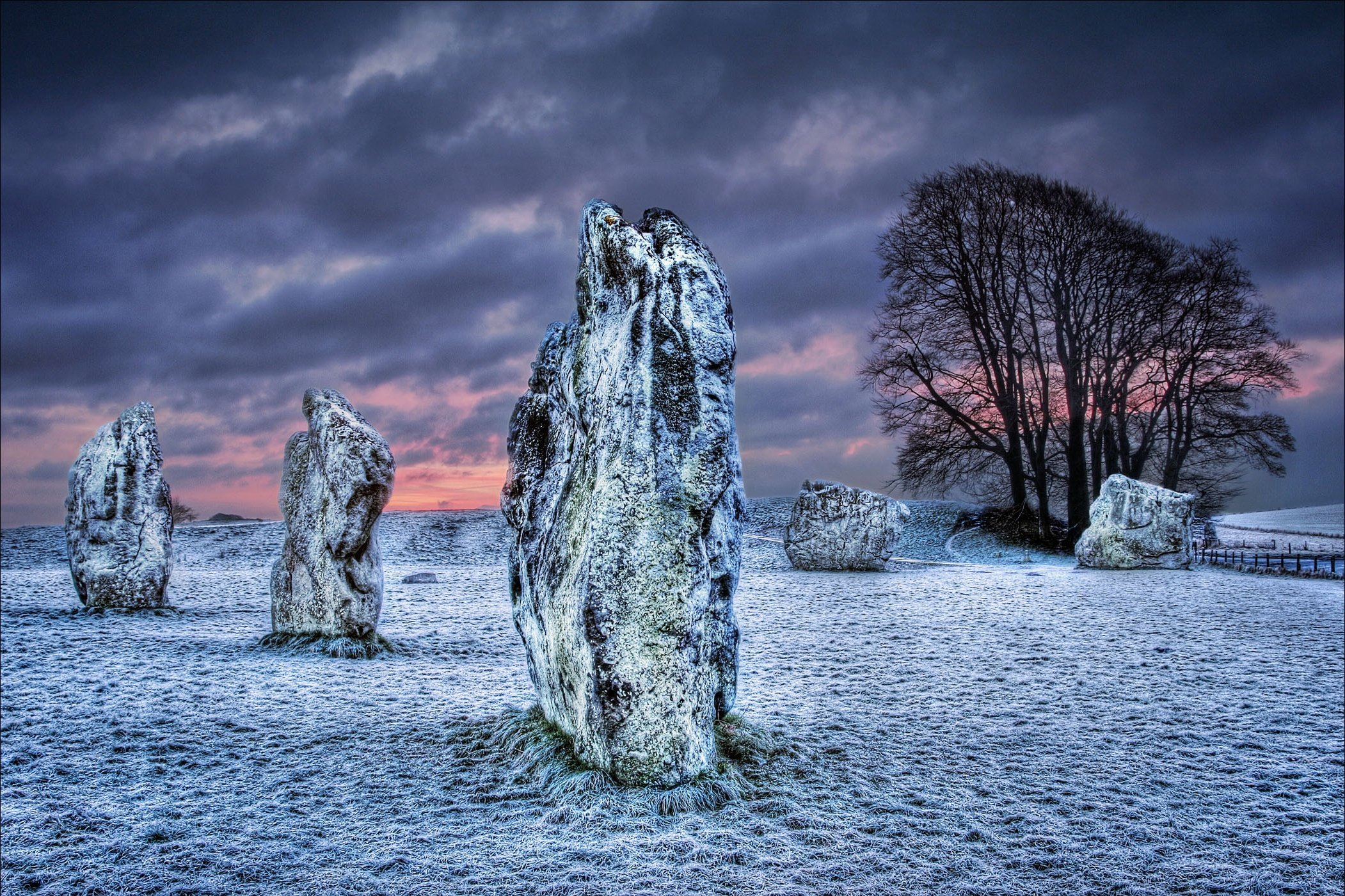 wiltshire, United, Kingdom, Field, Rocks, Landscape, Frost, Winter ...