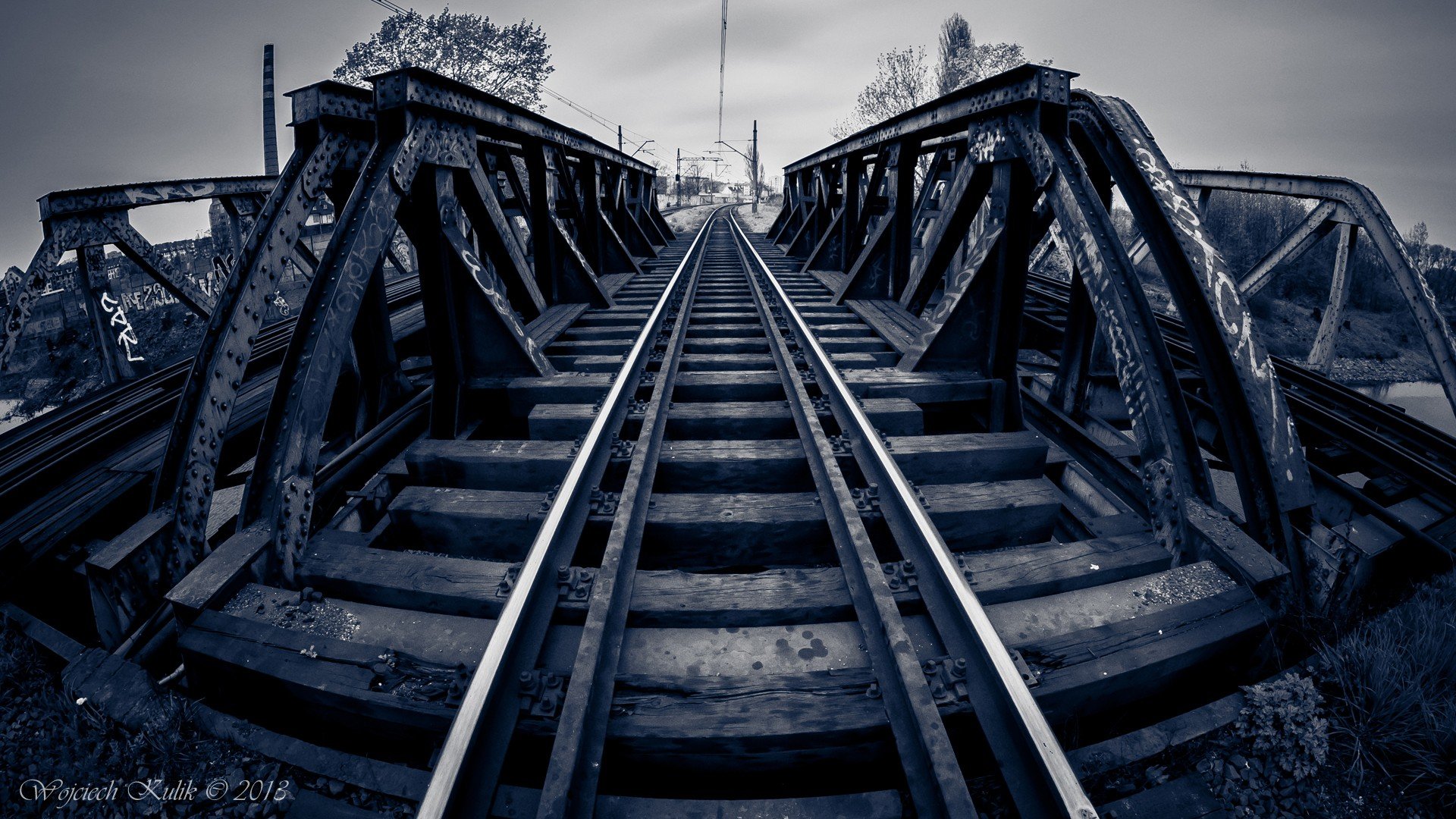 water, Black, And, White, Blue, Trains, Bridges, Urban, Railroad ...