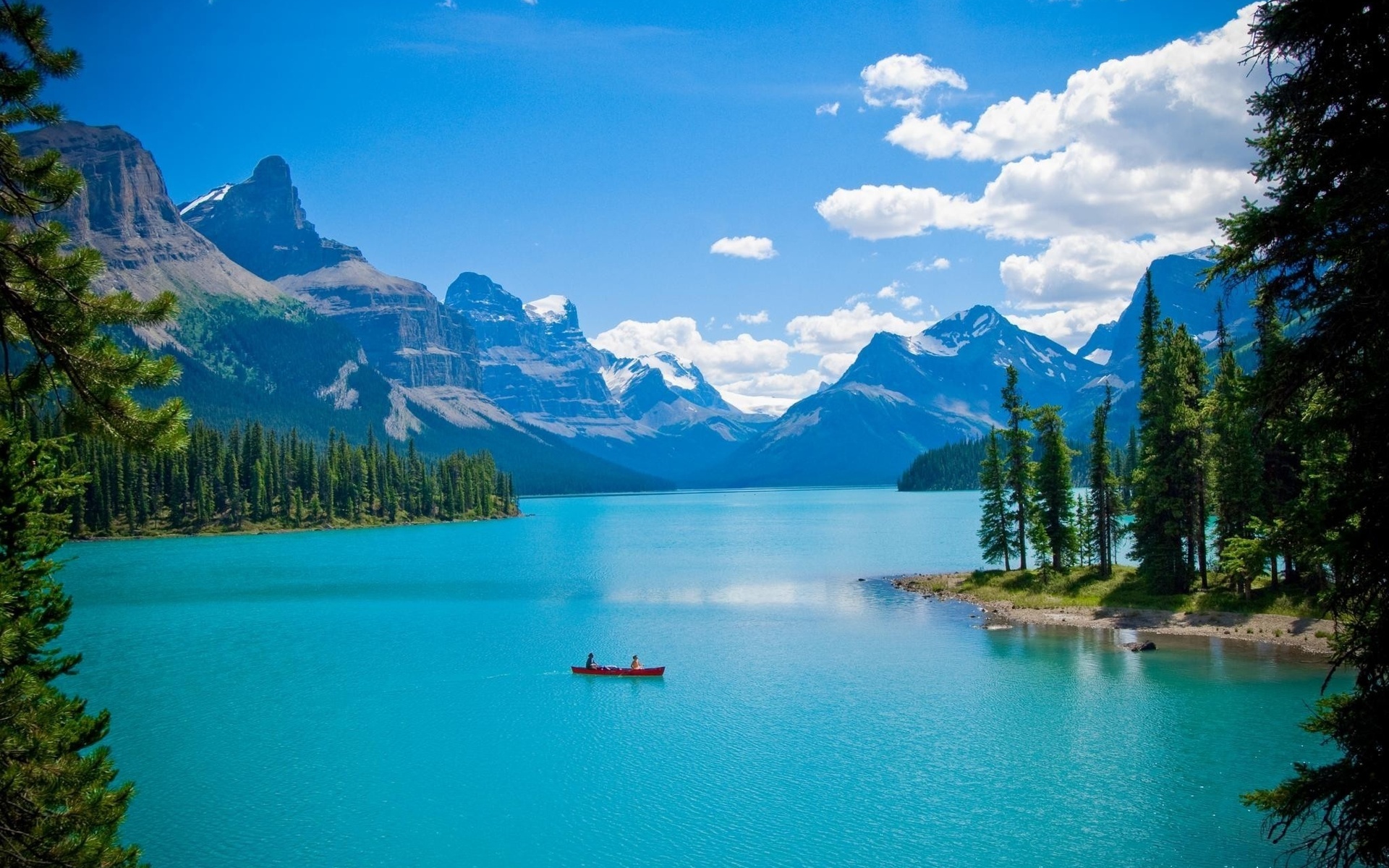 relax, Mood, Mountains, Sky, People, Canoe, Boats, Trees, Forest ...