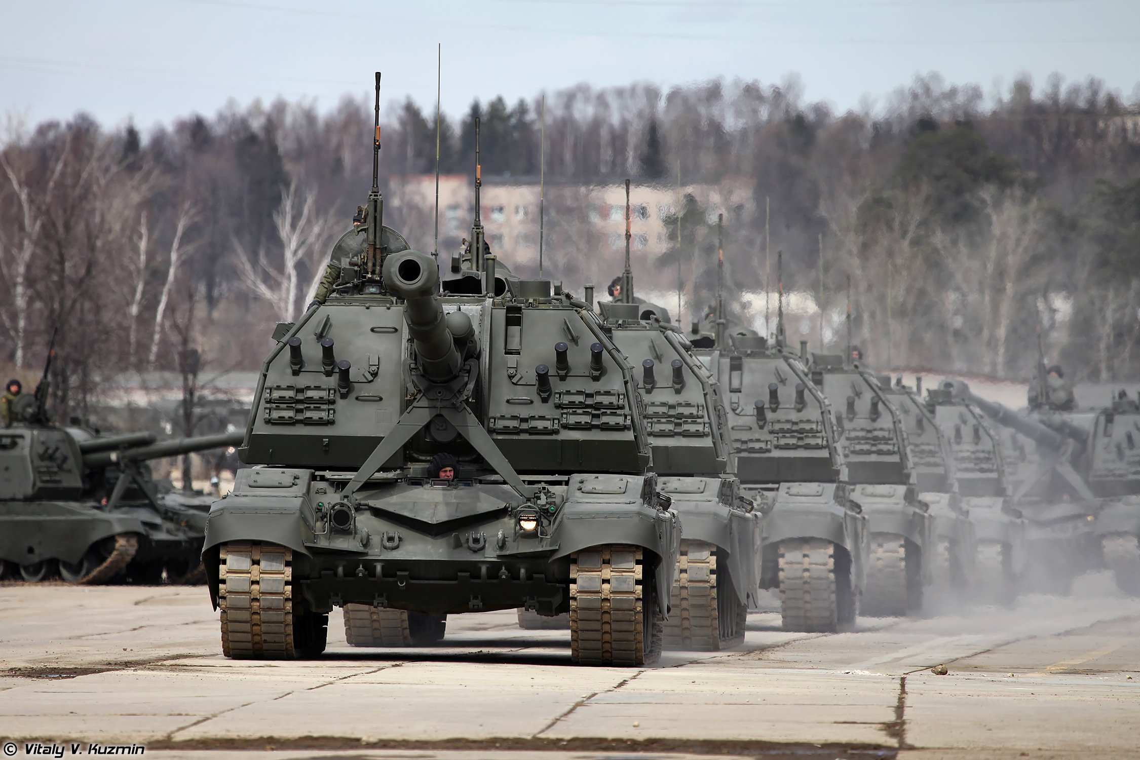 2s19m2, Msta s, Sph, Armoured, Howtizer, April, 9th, Rehearsal, In ...