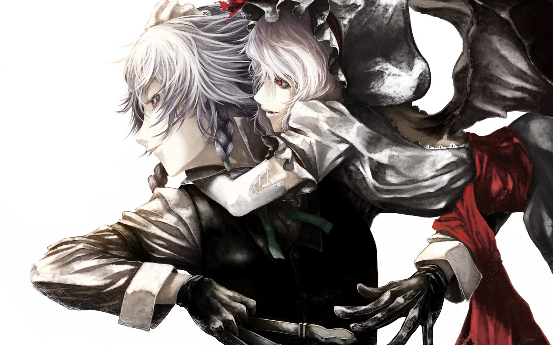 video, Games, Touhou, Wings, Gloves, Maids, Ribbons, Weapons, Izayoi ...