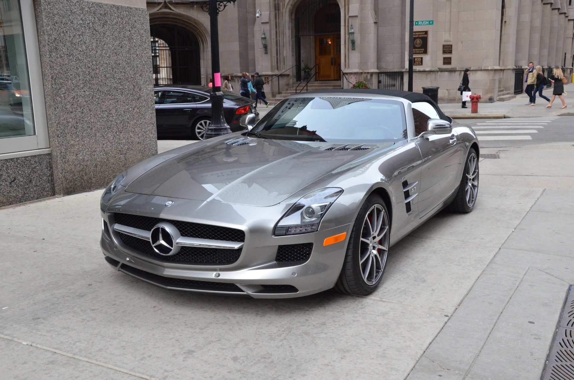 2012, Mercedes, Sls, Amg, Convertible, Cabriolet, Germany, Silve ...