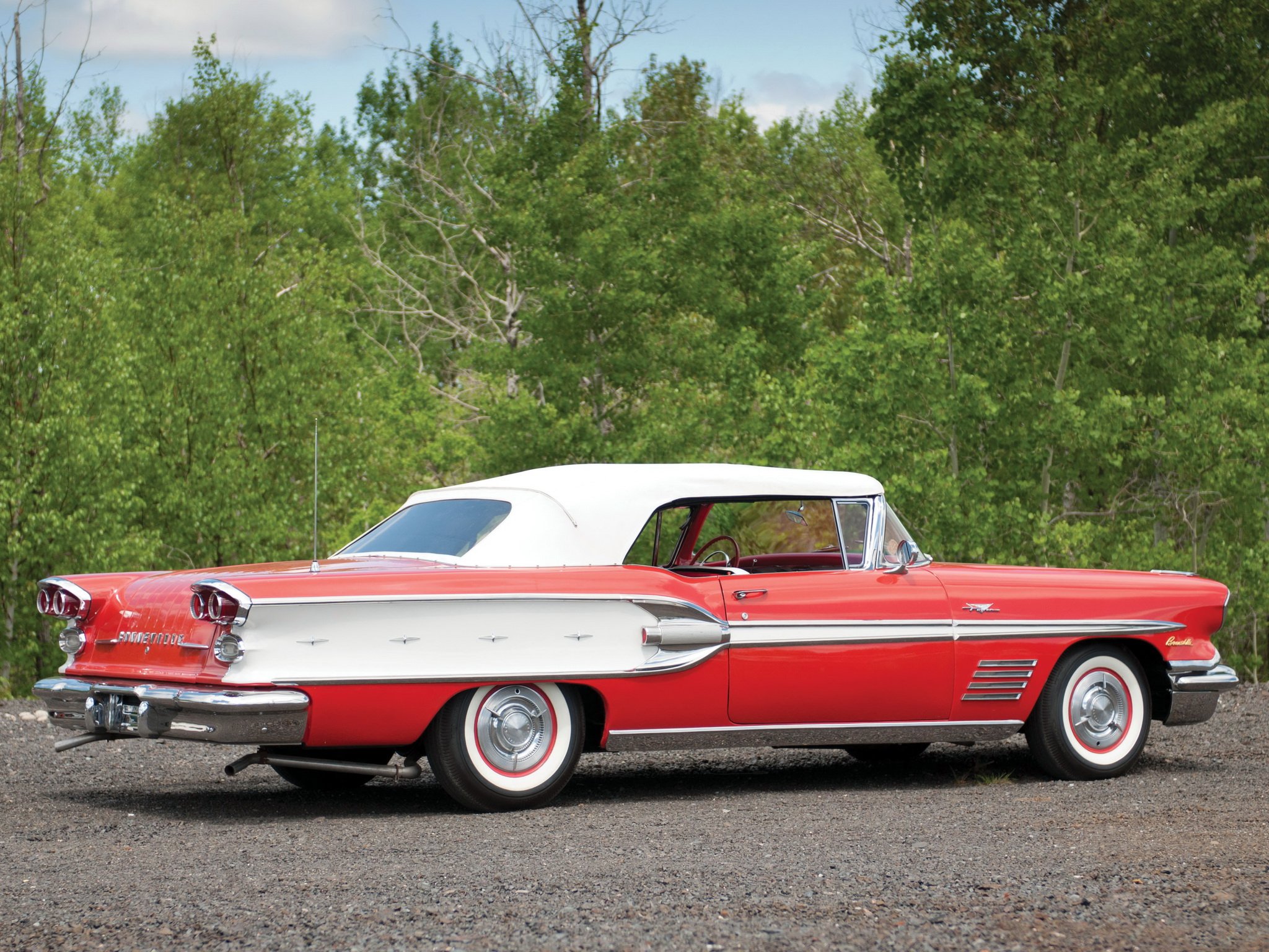 1958, Pontiac, Bonneville, Custom, Convertible, 2567sd , Retro, 3 ...