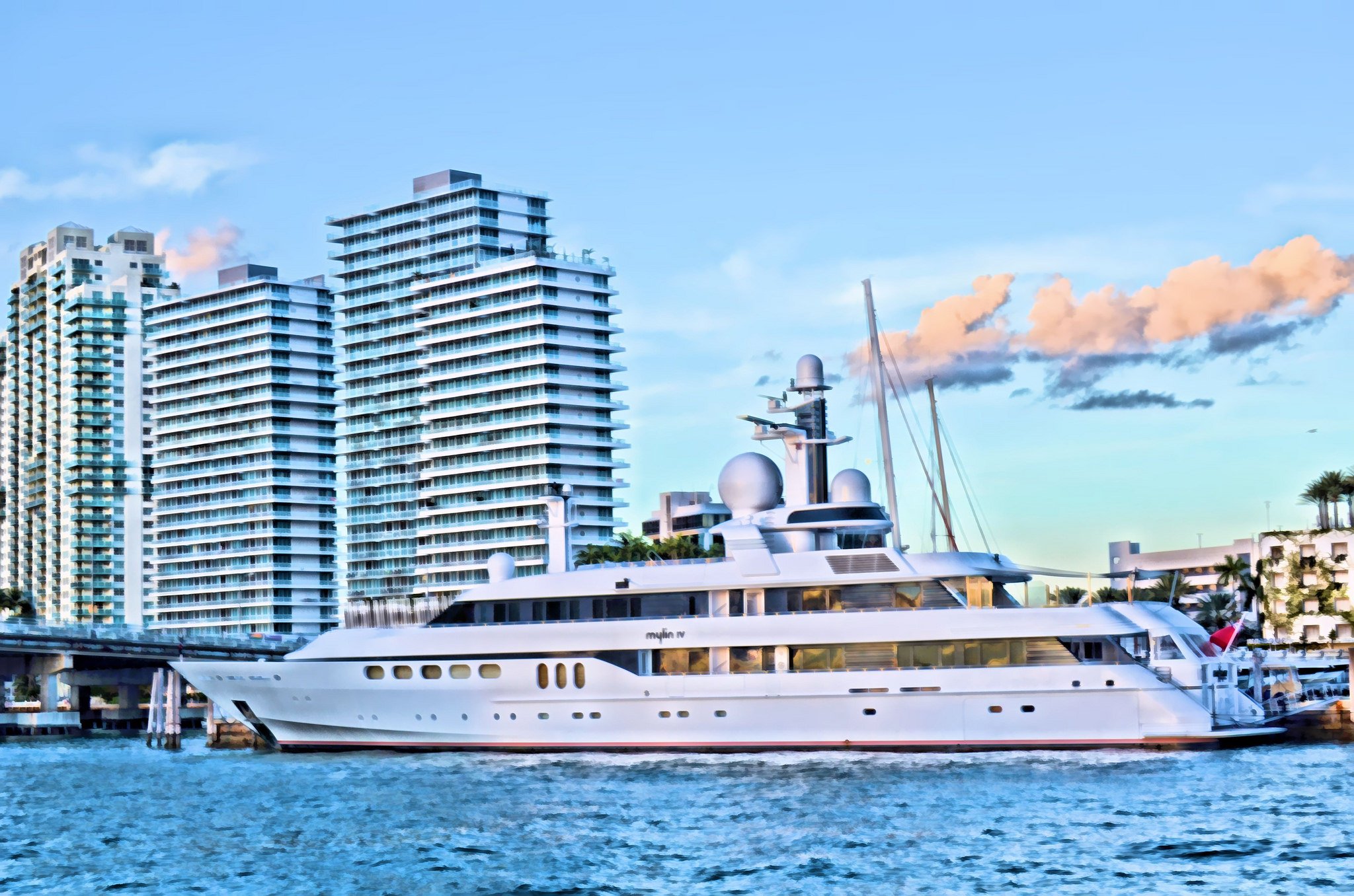 florida, Miami, Tower, Marina, Bridge, Beach, Monuments, Usa, Night ...