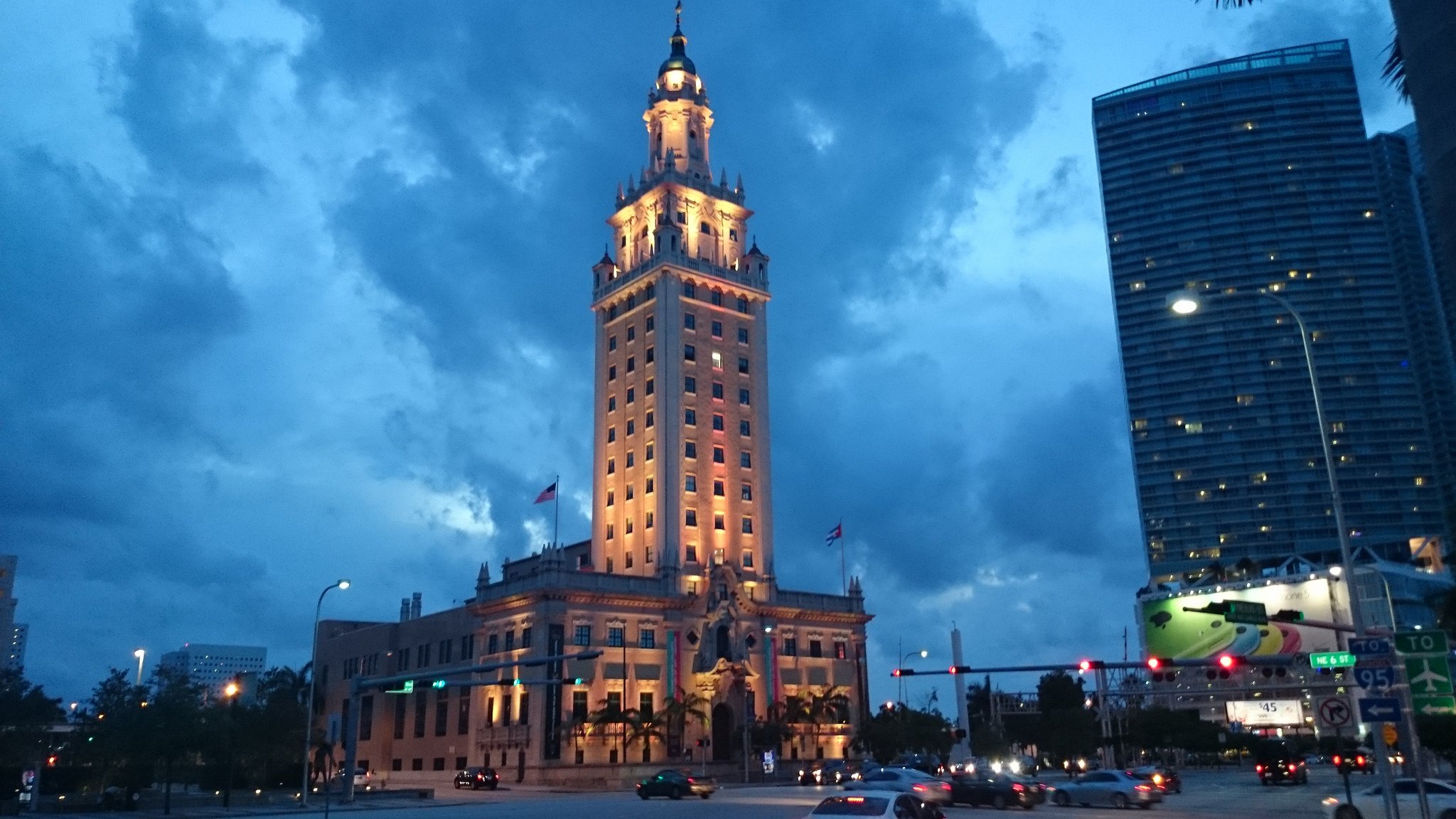 florida, Miami, Tower, Marina, Bridge, Beach, Monuments, Usa, Night ...