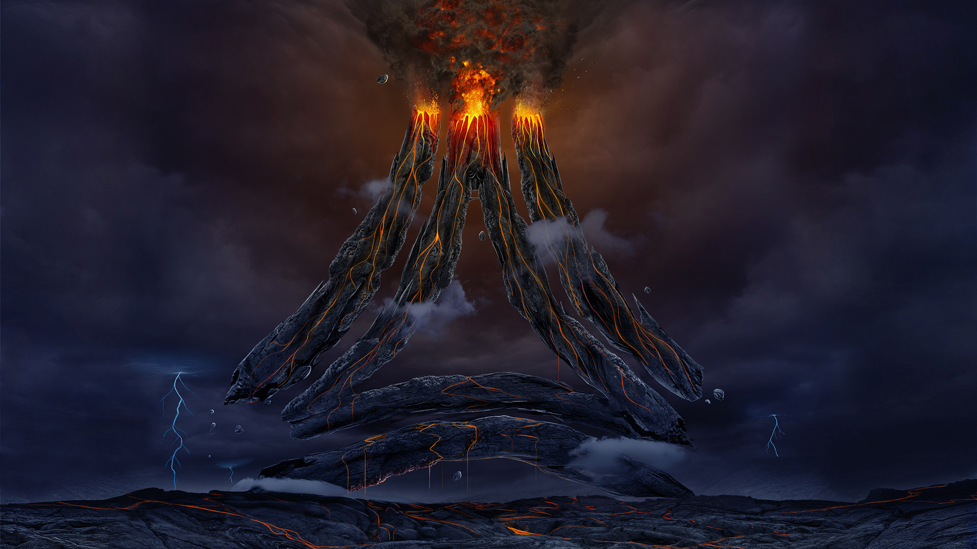 art, Science, Fiction, Volcano, Lava, Fantasy, Sci fi, Mountains ...