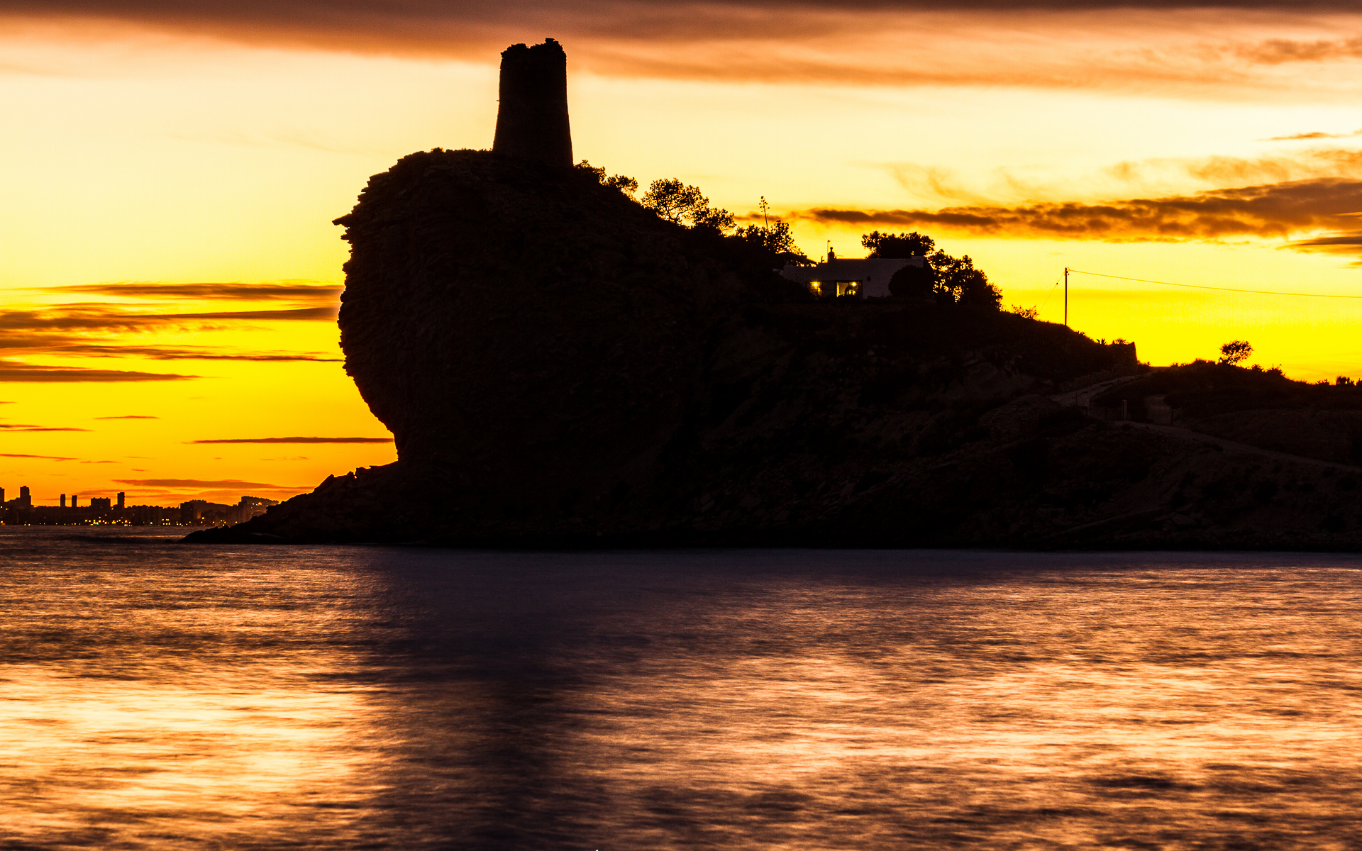sunset, Ocean, Coast, Landscapes, Sky, Clouds, Buildings, Ocean, Sea ...