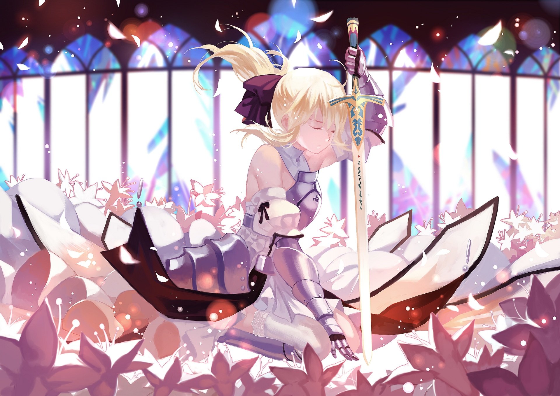 armor, Blonde, Hair, Fate, Stay, Night, Flowers, Joseph, Lee, Long ...