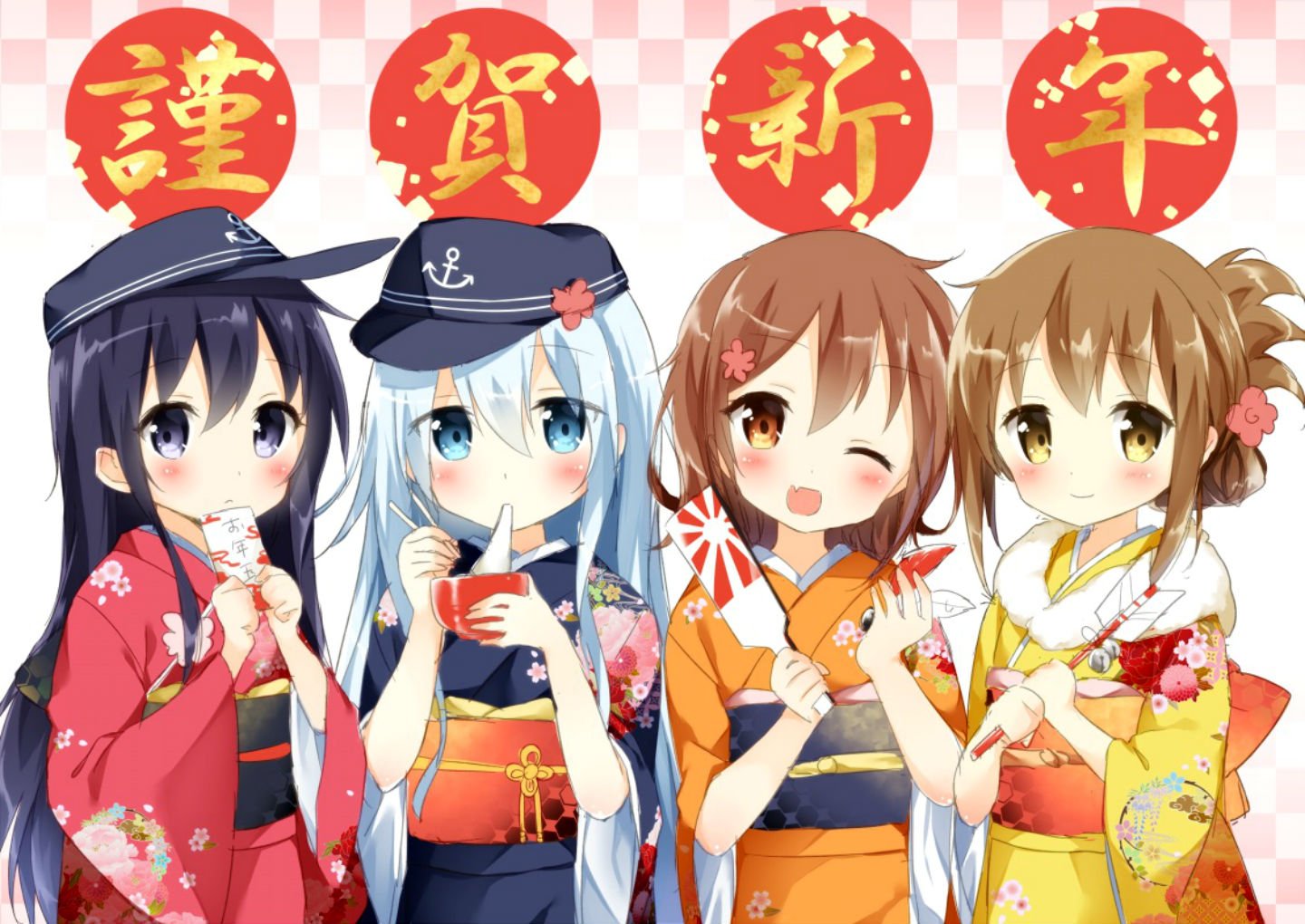 blush, Fang, Food, Hat, Hibiki, kancolle , Ikazuchi, kancolle , Inazuma ...