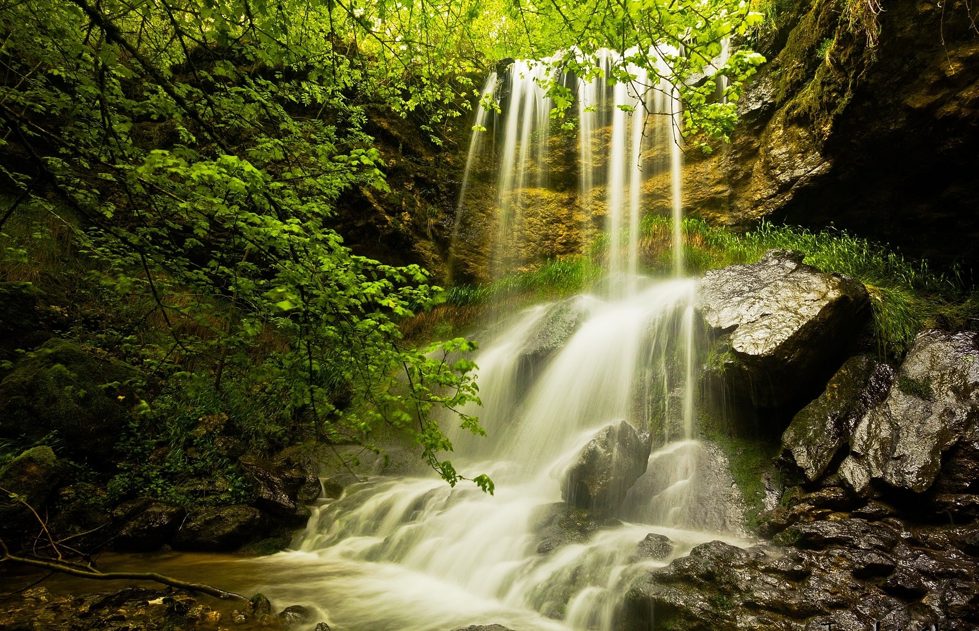 Cliff Waterfall Trees Nature Wallpapers HD Desktop And Mobile 