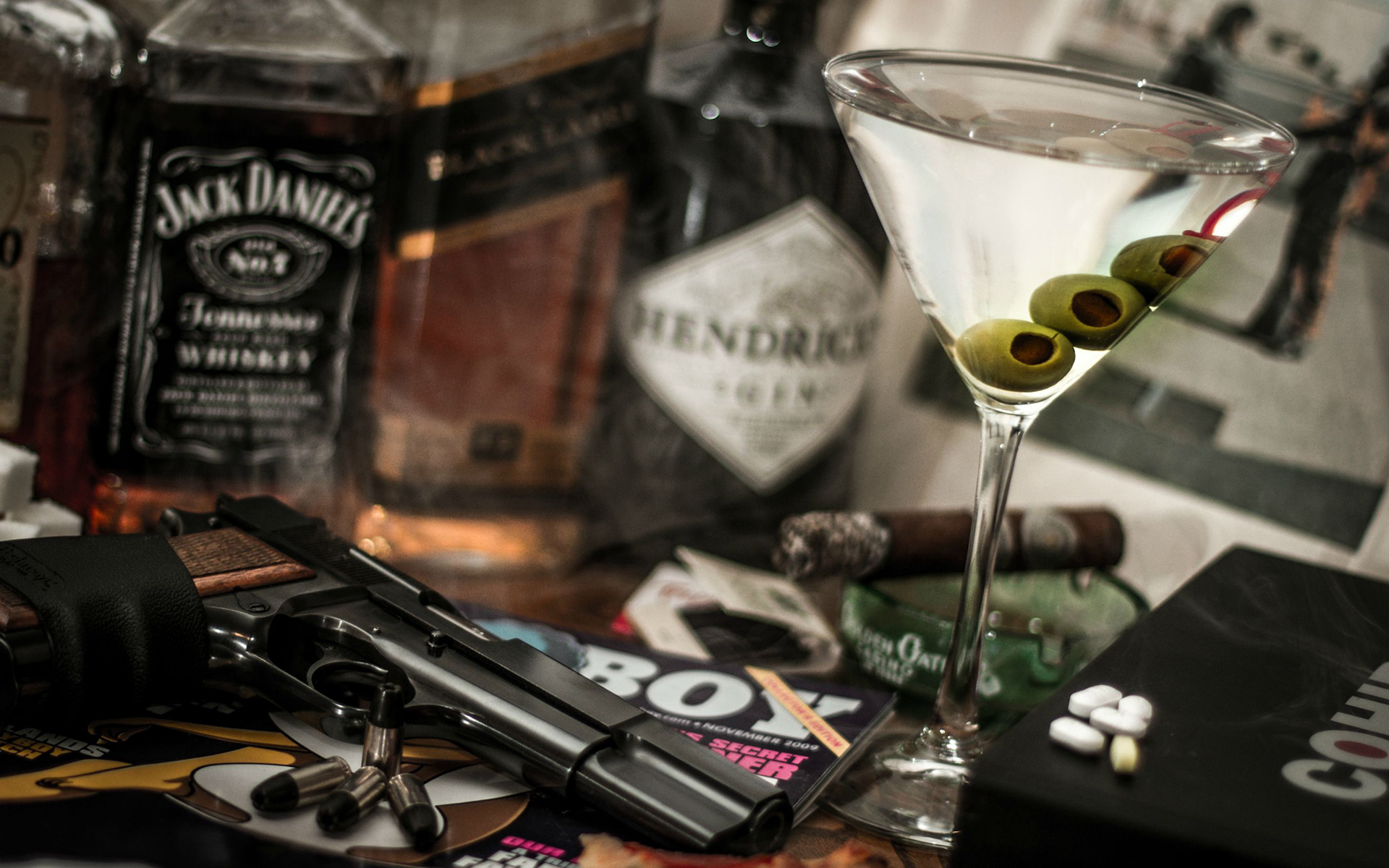 handgun, Martini, Alcohol, Jack, Danieland039s, Whiskey, Bullets ...