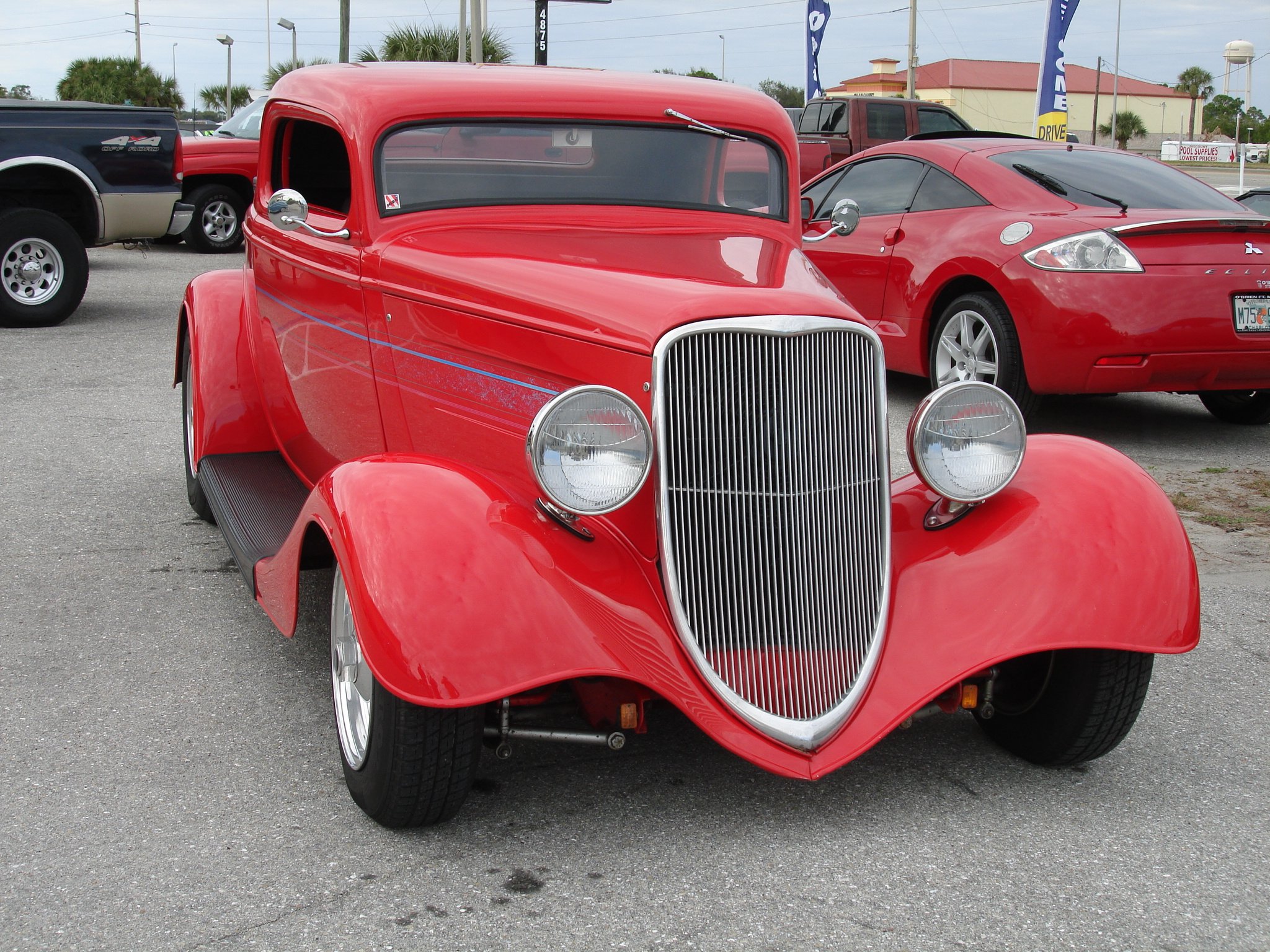 1933, Ford, Coupe, Three, Window, Chopped, Red, Hotrod, Streetrod, Hot ...